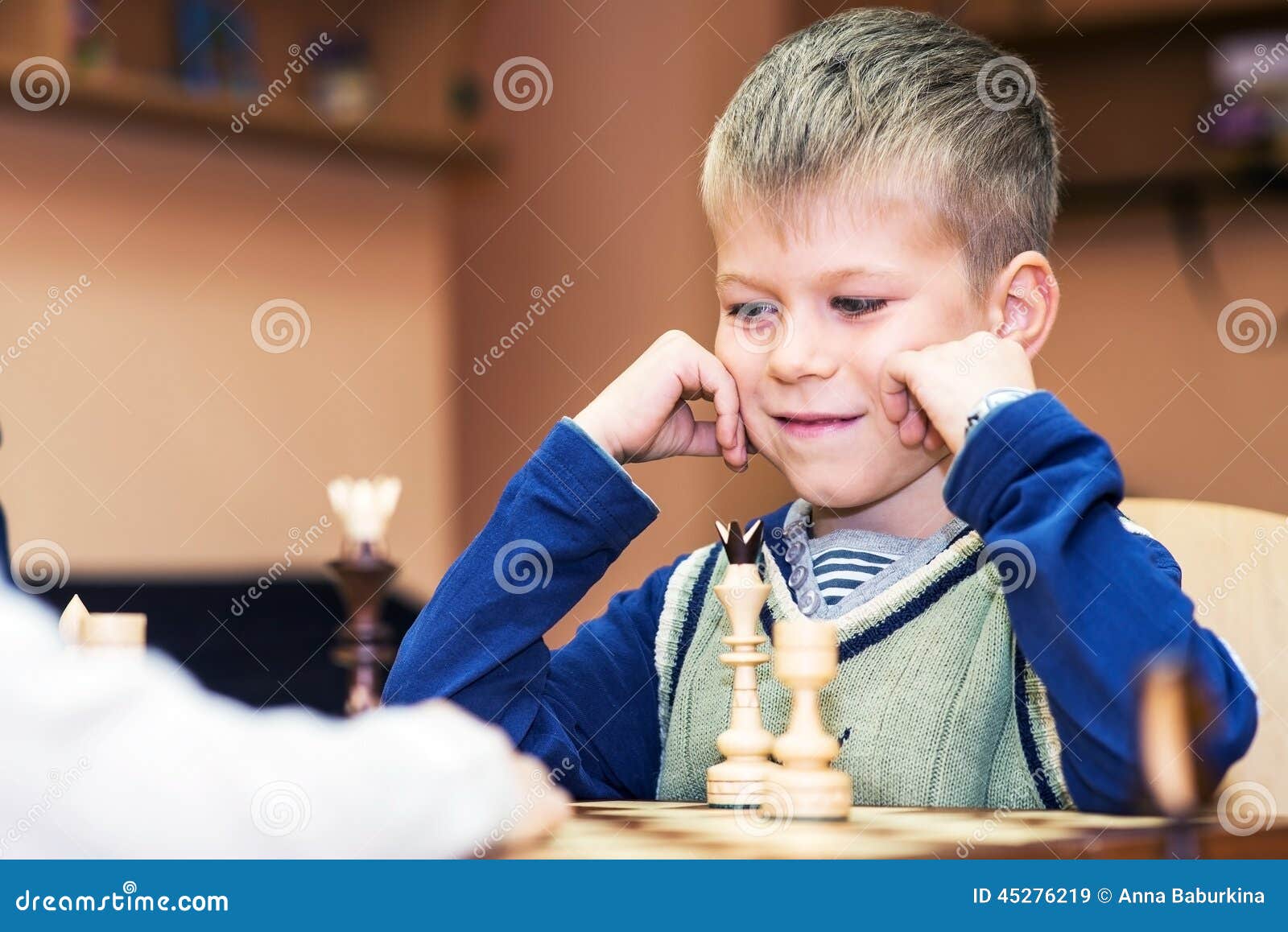 Little boy playing chess stock image. Image of game, genius - 45276219