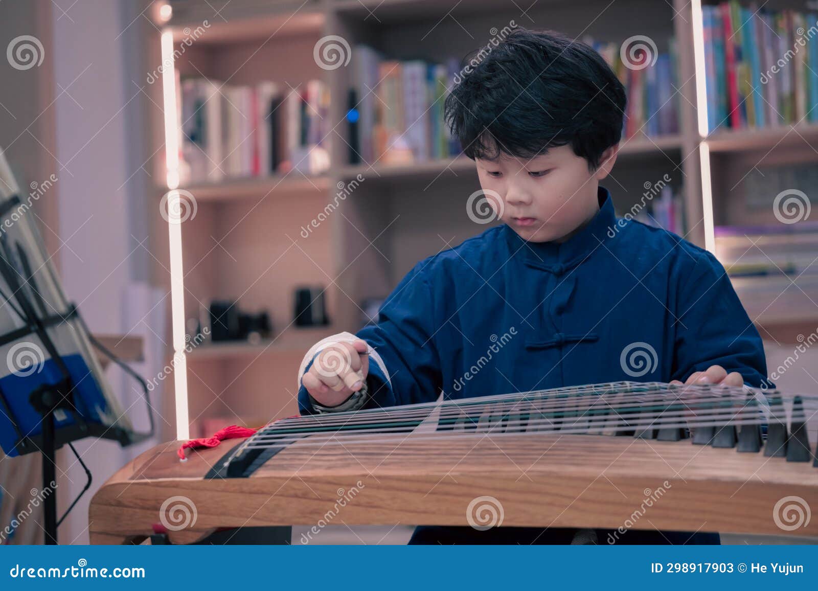Little Boy Playing the Chinese Zither Stock Image - Image of guzheng ...