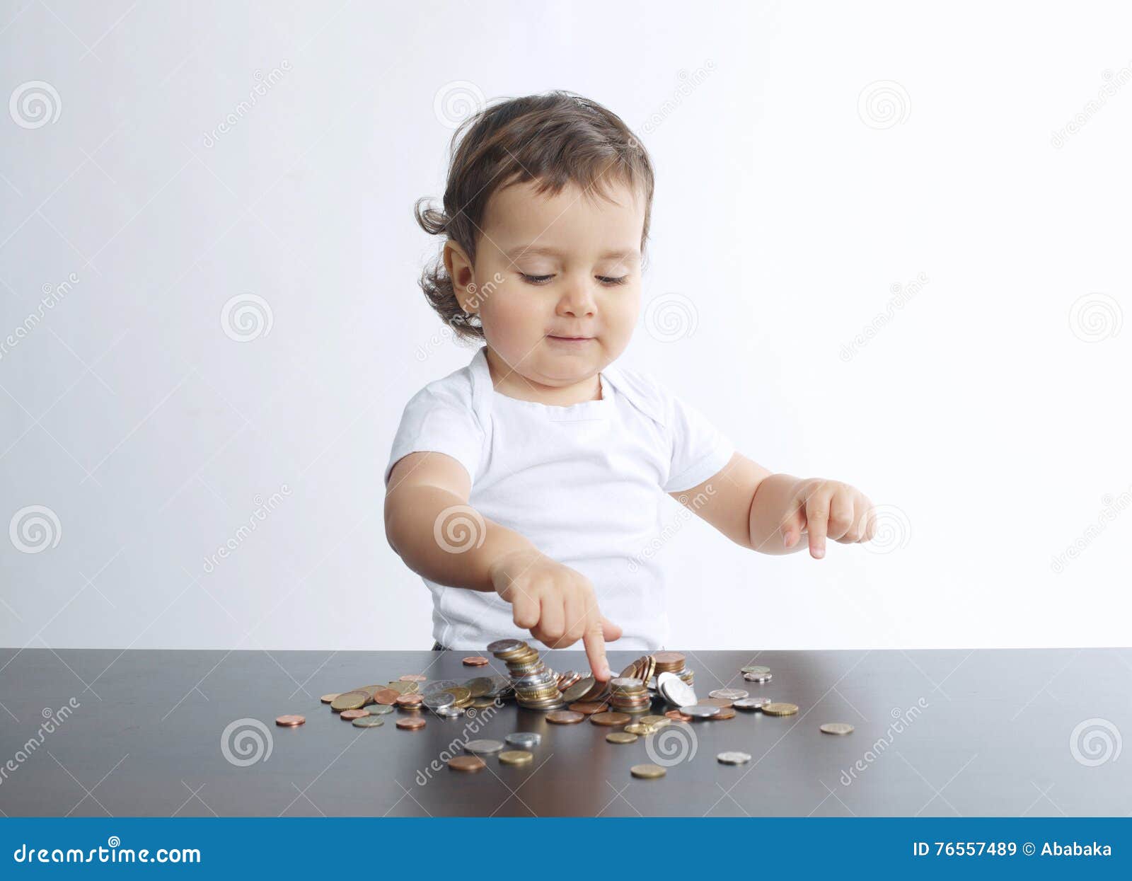 Little Boy Playing with Coins Stock Image - Image of looking, currency ...