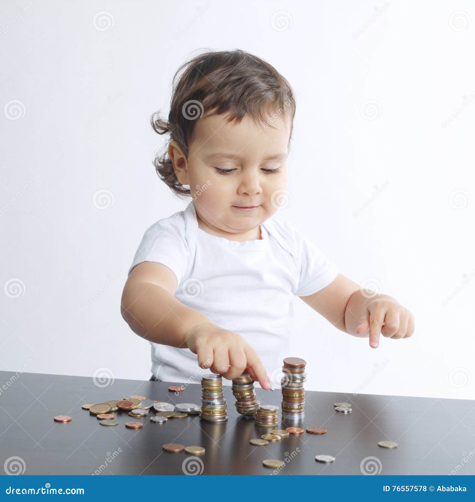 Little Boy Playing with Coins Stock Photo - Image of finance, hand ...