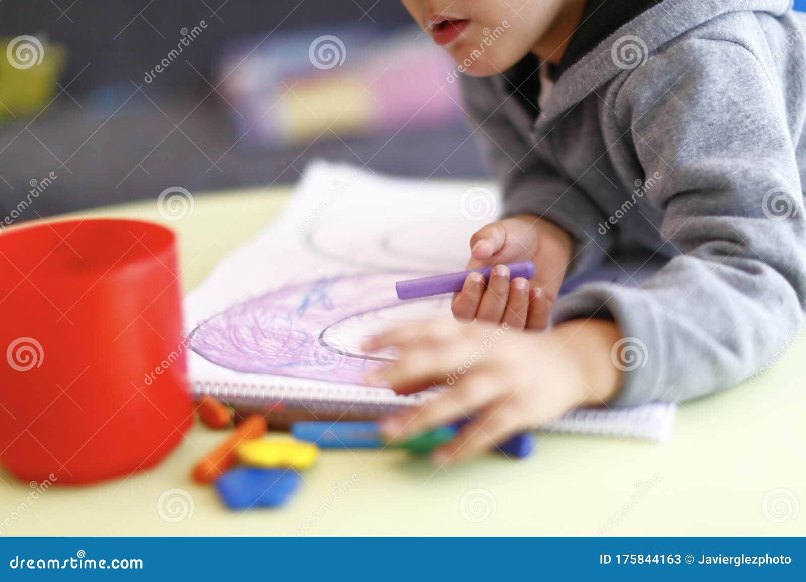 Little Boy Playing with Crayons Stock Image - Image of learning ...
