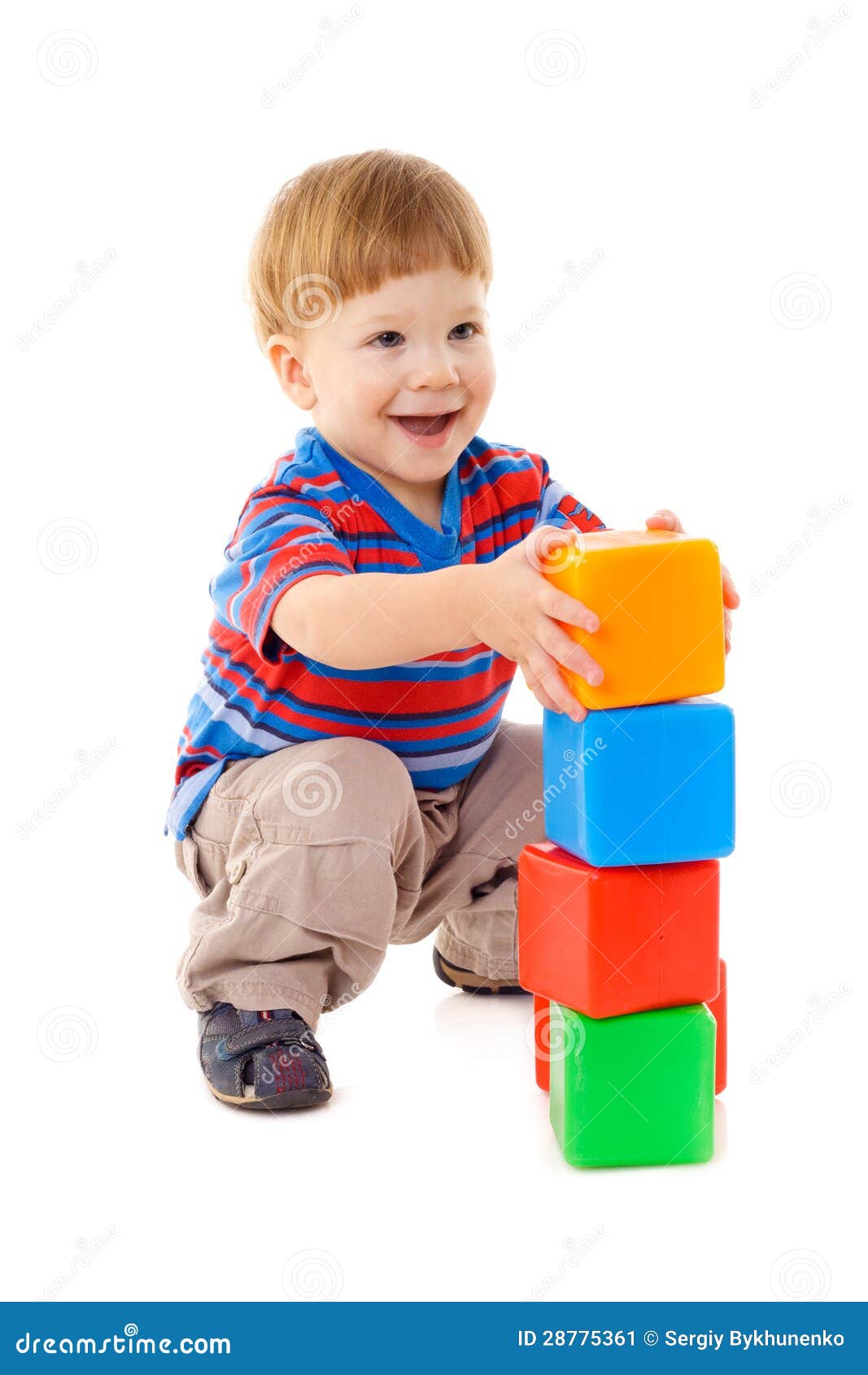 Little Boy Playing with Cubes Stock Image - Image of cubes, caucasian ...