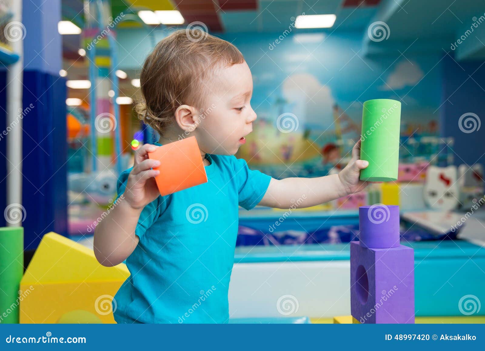 Little Boy Playing with Cubes Stock Photo - Image of detail, child ...