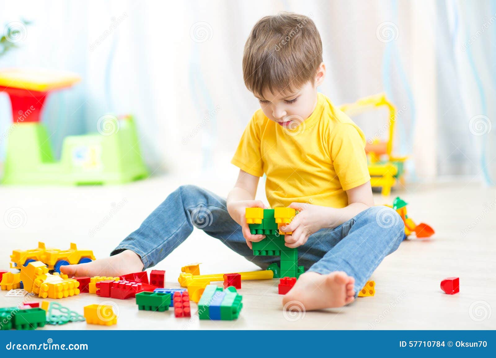 Little Boy Playing with Cubes Stock Photo - Image of caucasian, small ...