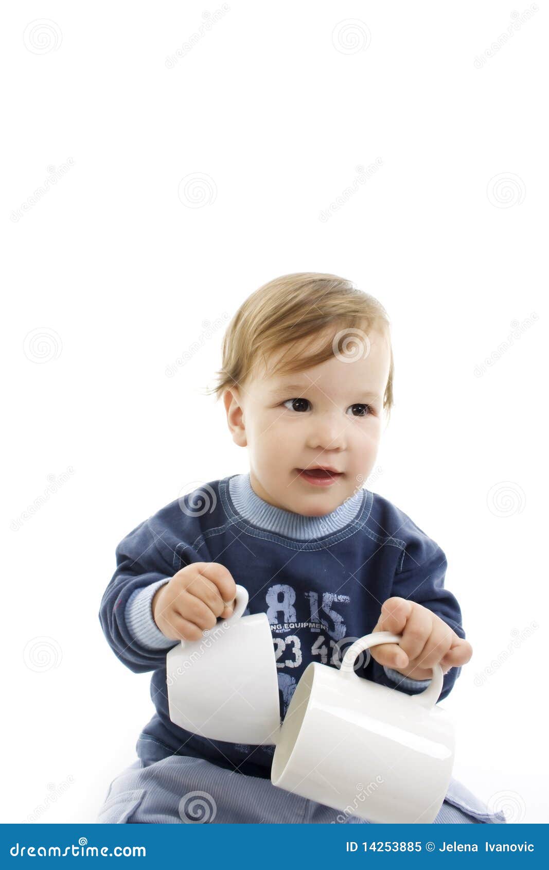 Little Boy is Playing with Cups Stock Image - Image of white, leisure ...
