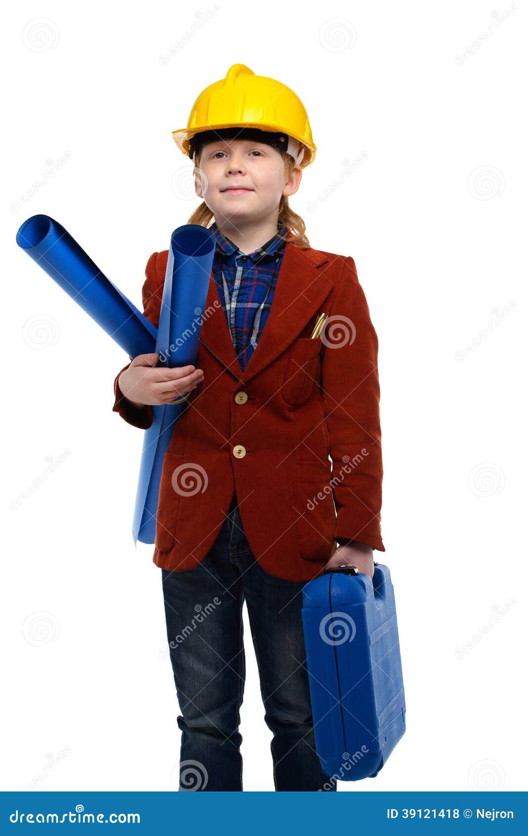 Little Boy Playing Engineer Role Stock Photo - Image of protective ...