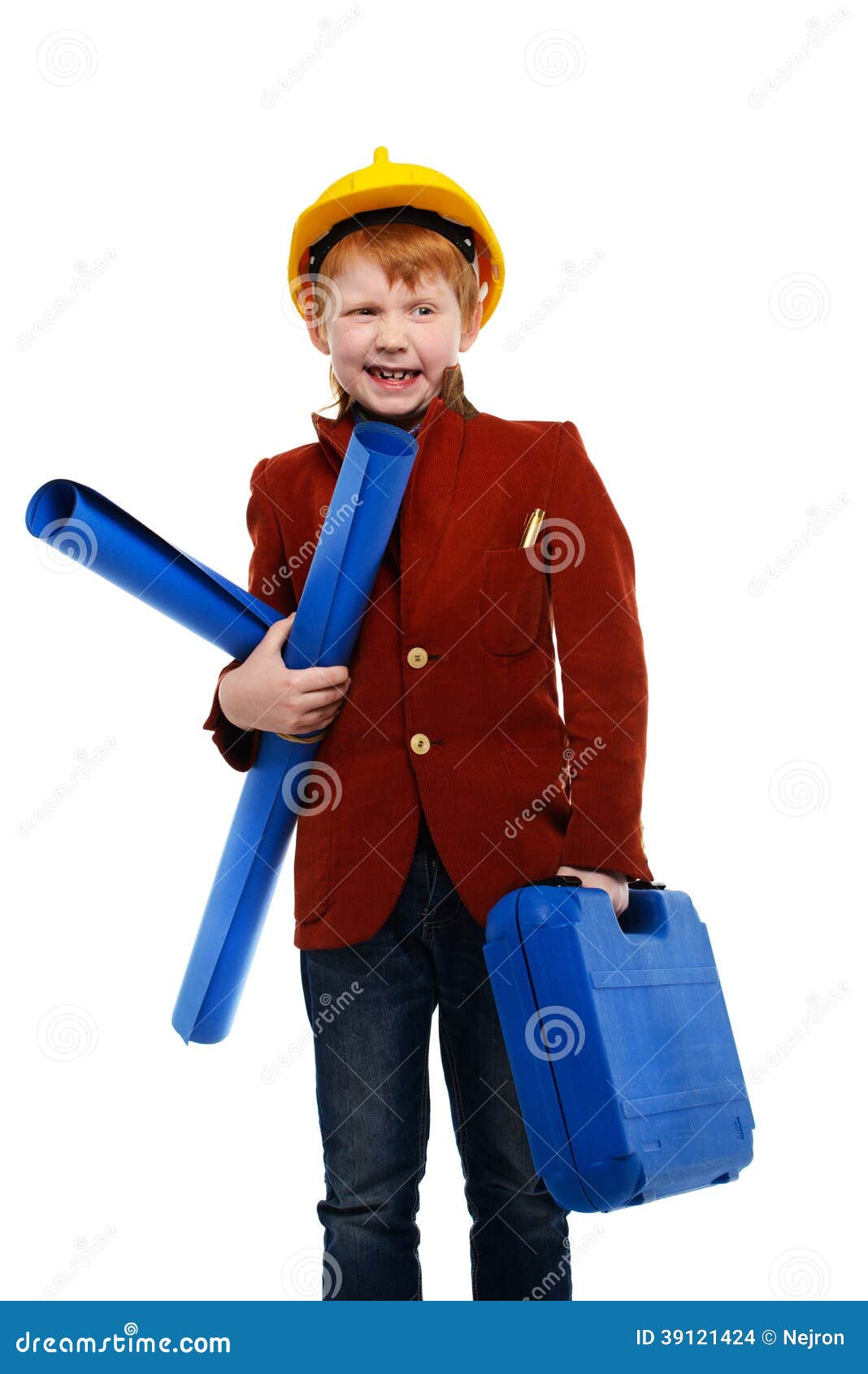 Little Boy Playing Engineer Role Stock Photo - Image of builder, house ...