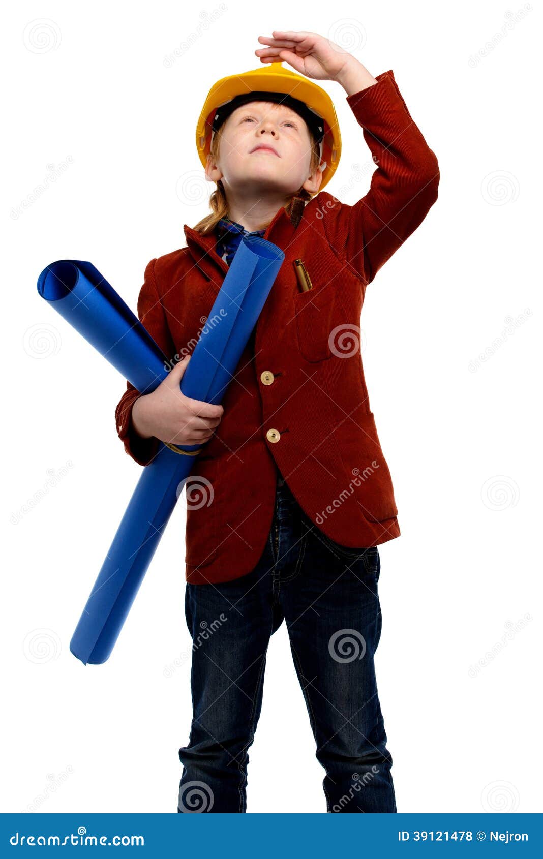 Little Boy Playing Engineer Role Stock Photo - Image of design, jacket ...