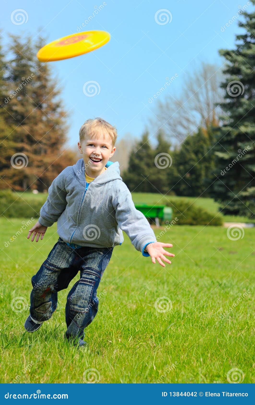 Little Boy is Playing Frisbee Stock Photo - Image of exercise ...
