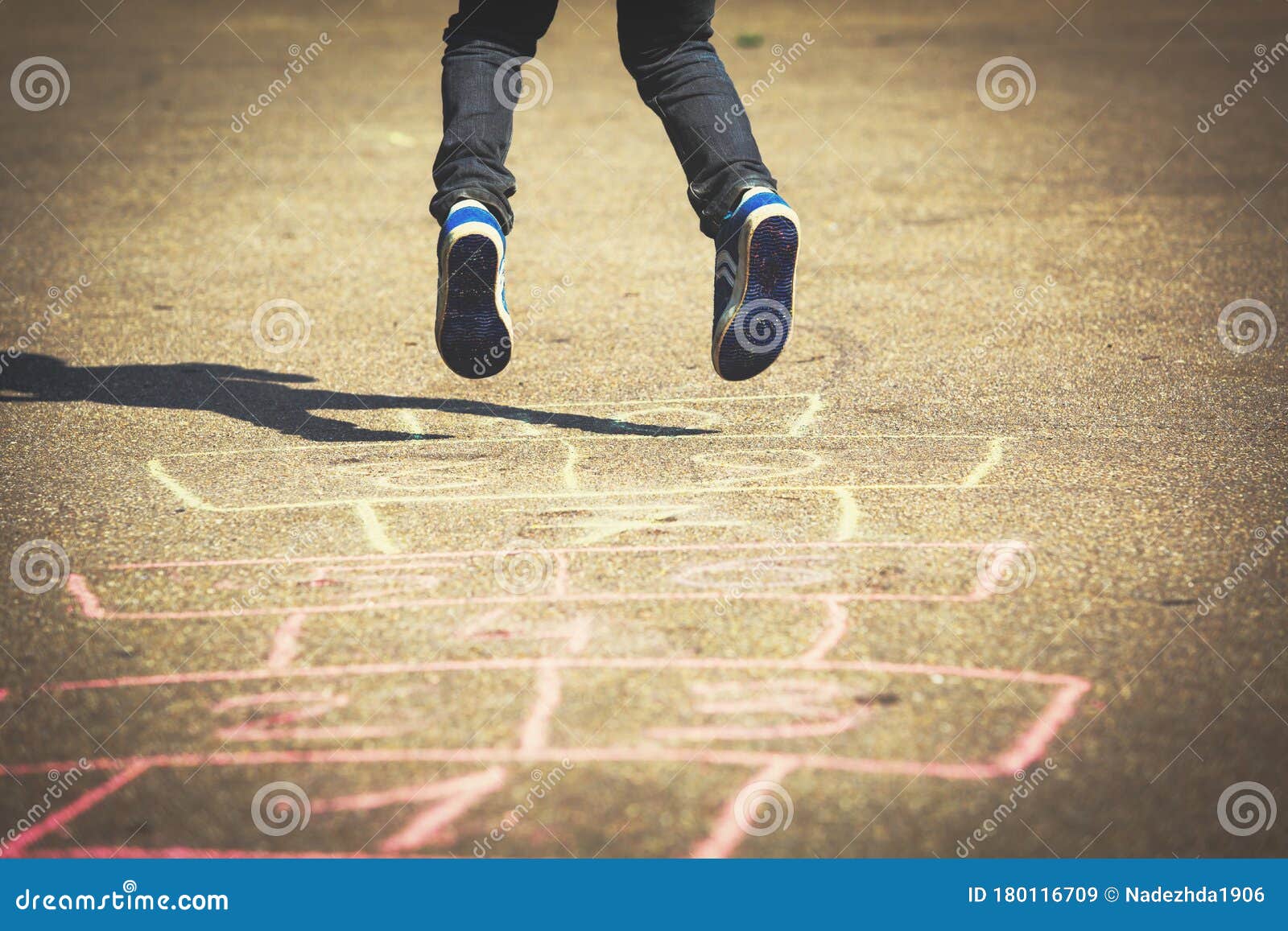 Little Boy Playing Hopscotch on Playground Stock Image - Image of jump ...