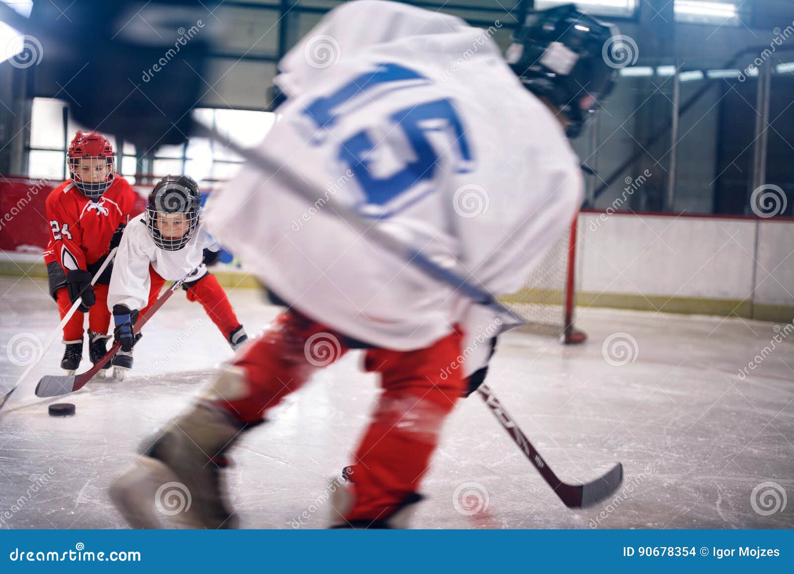 Little Boy Playing Ice Hockey Stock Photo - Image of kids, minor: 90678354