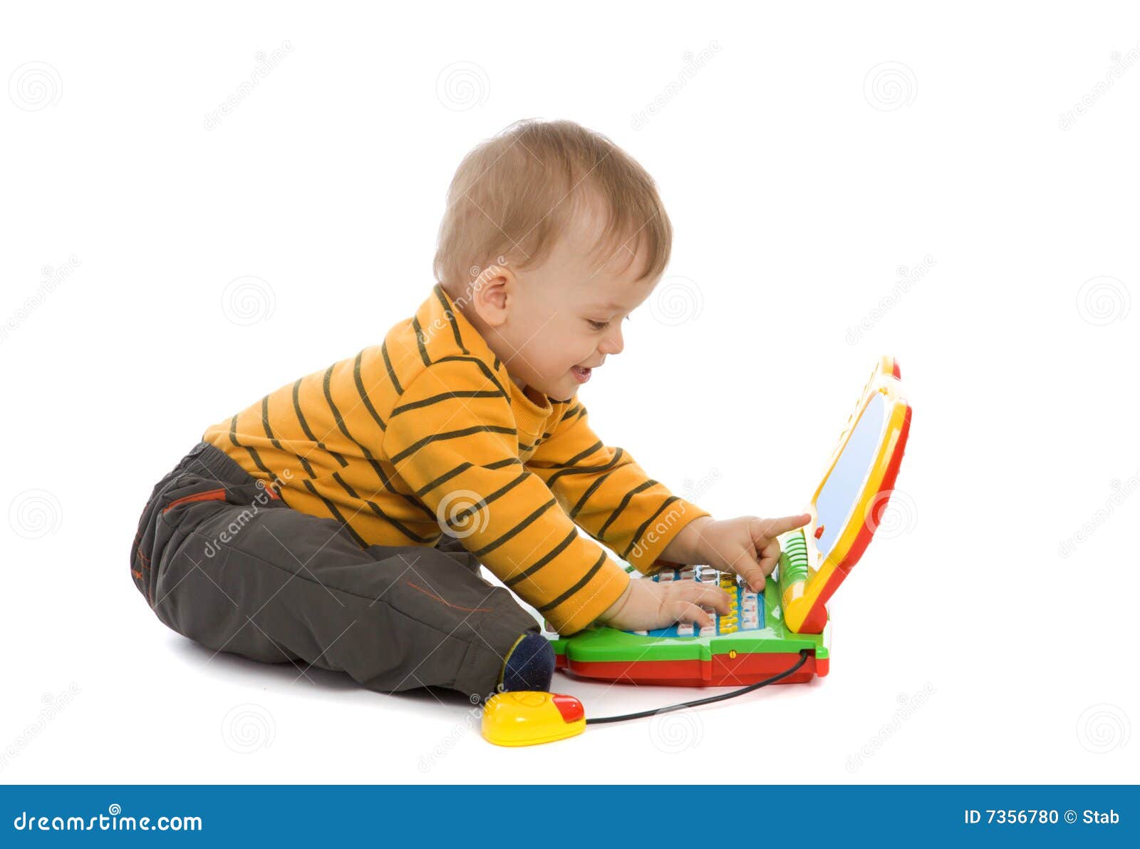Little Boy Playing with Laptop Stock Photo - Image of male, computer ...