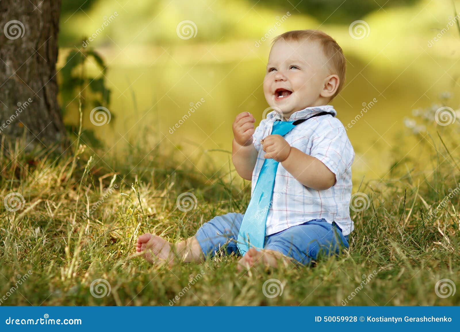 Little Boy Playing in Nature Stock Photo - Image of laugh, harassment ...