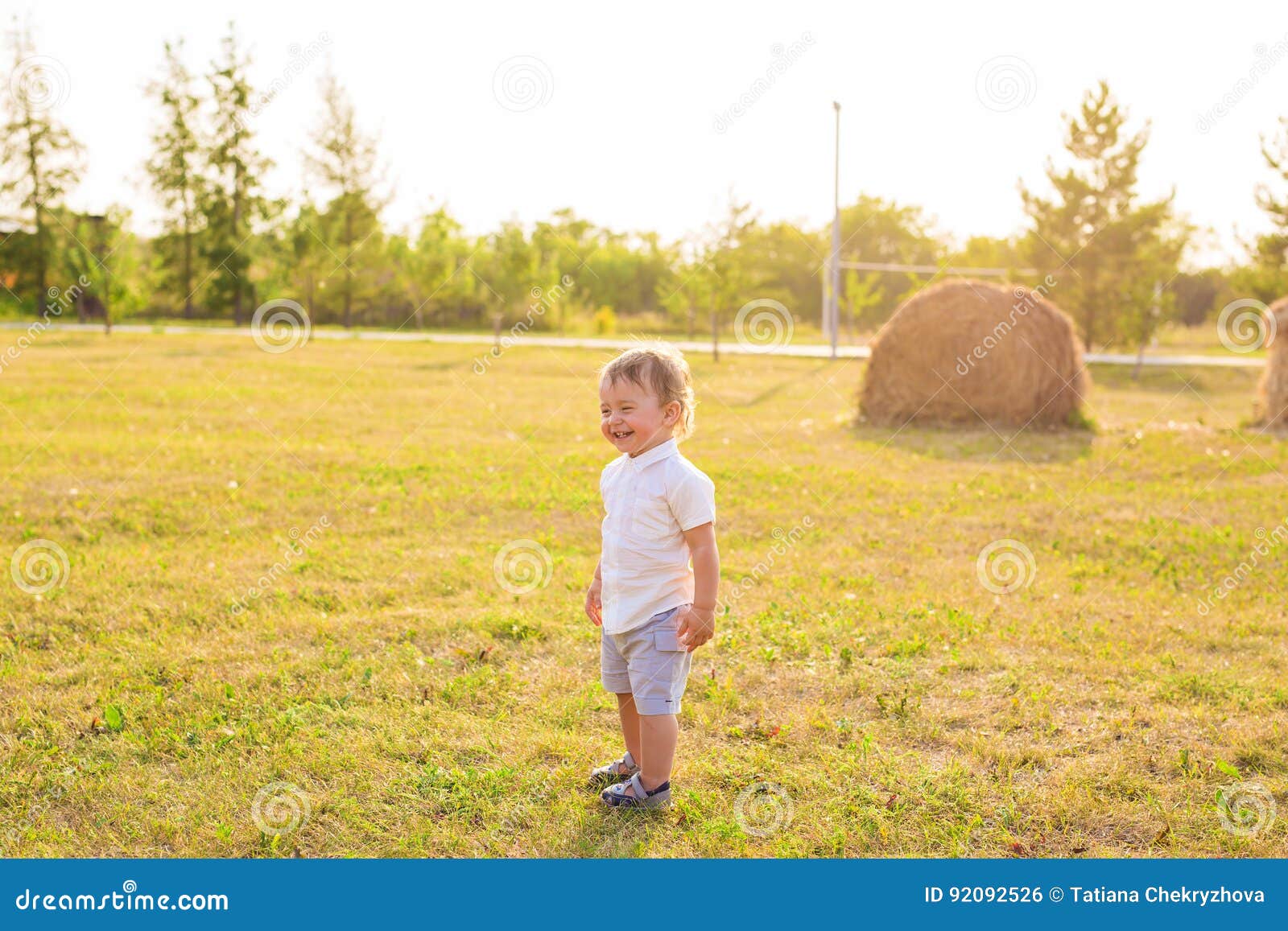 Little Boy Playing in Nature Stock Photo - Image of farm, bright: 92092526