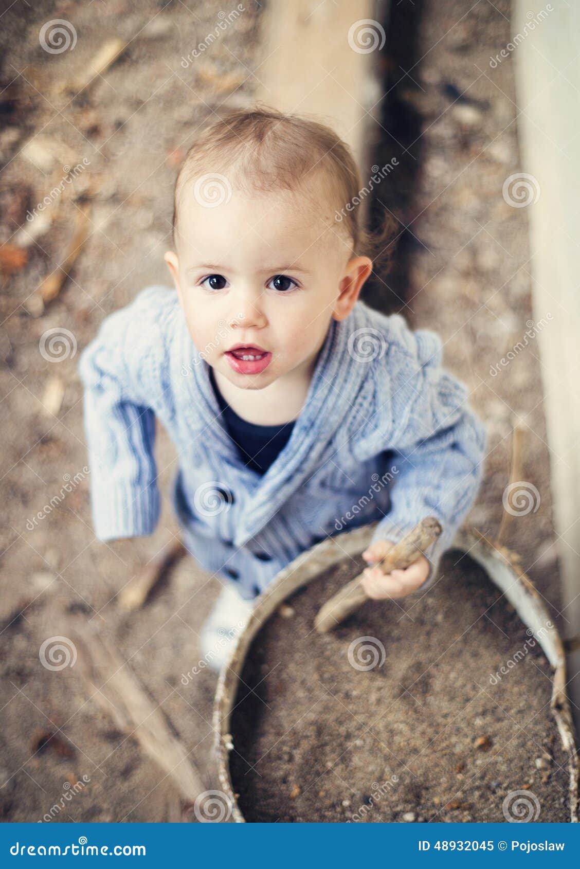 Little Boy Playing Outside the House Stock Image - Image of freedom ...