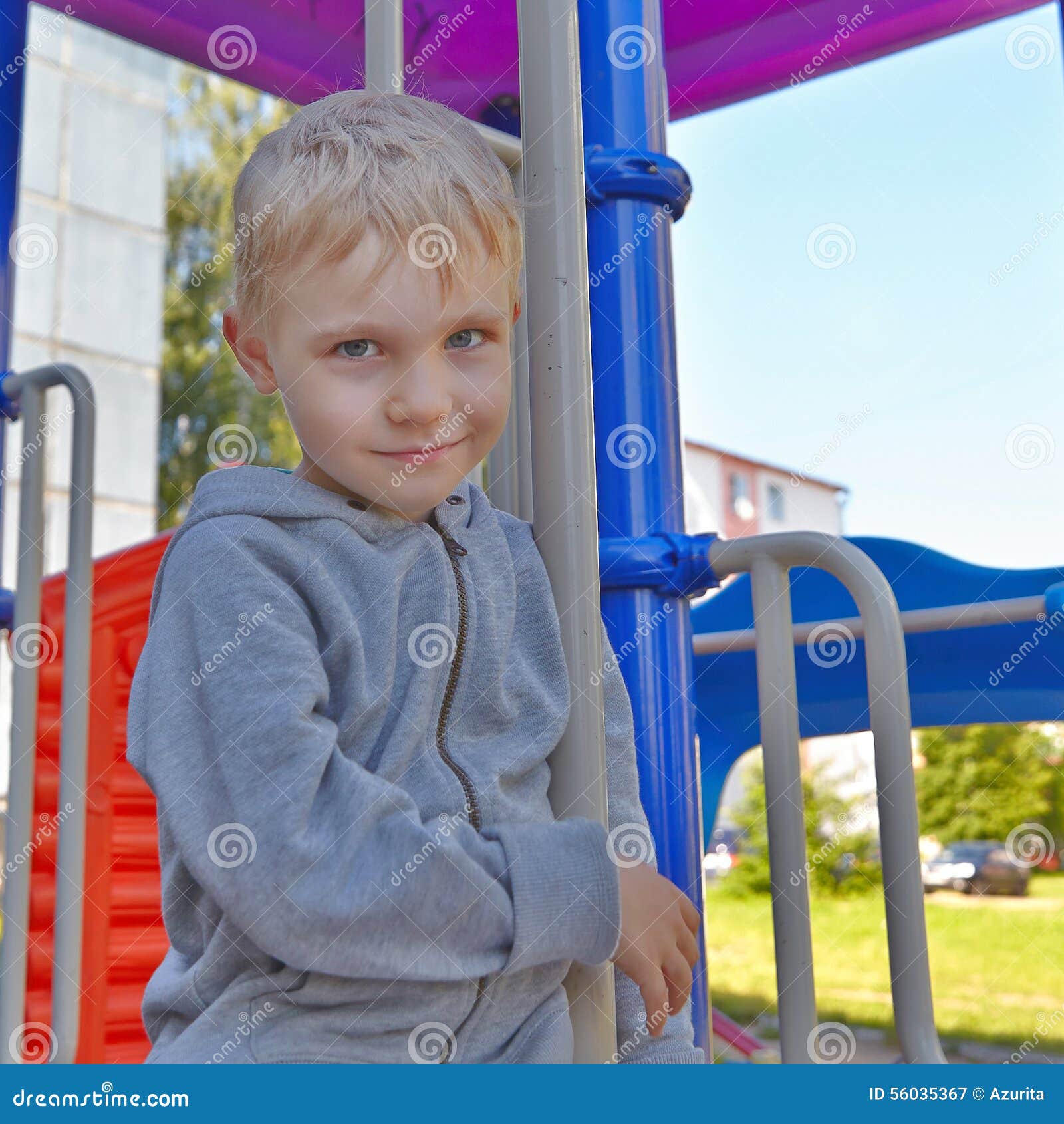 Little Boy Playing on a Playground Stock Image - Image of people ...