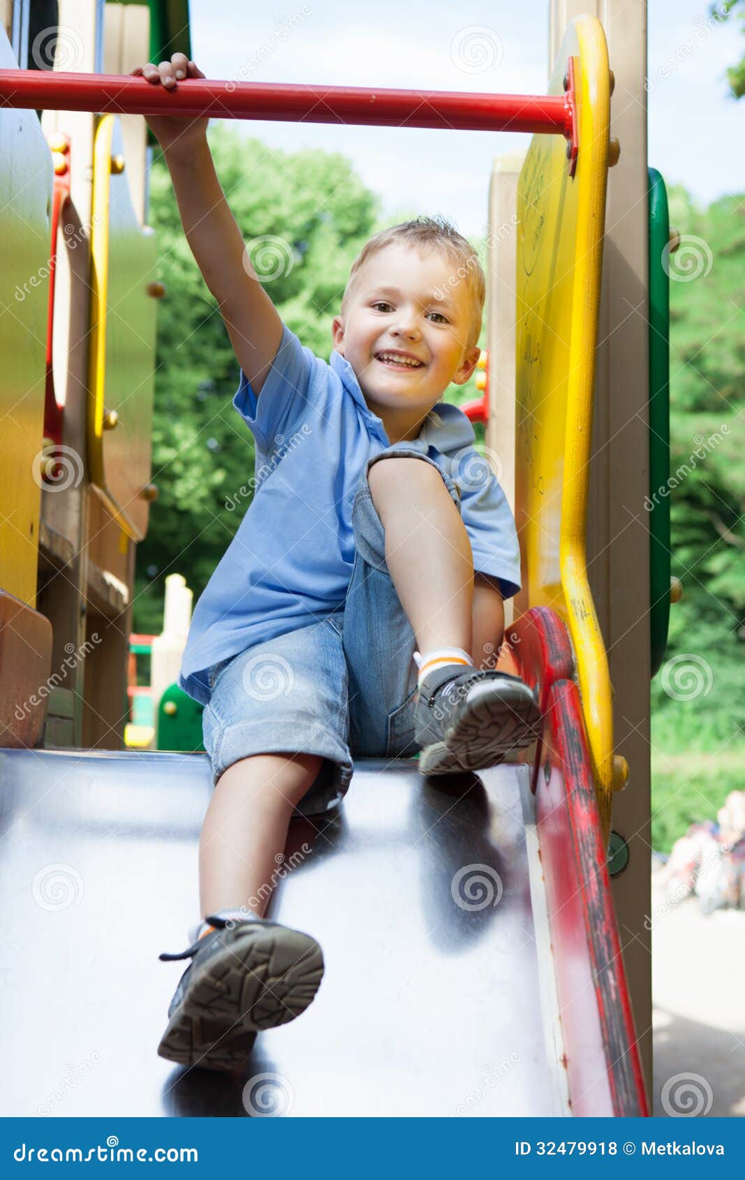 Little Boy Playing on a Playground Stock Photo - Image of outdoor ...