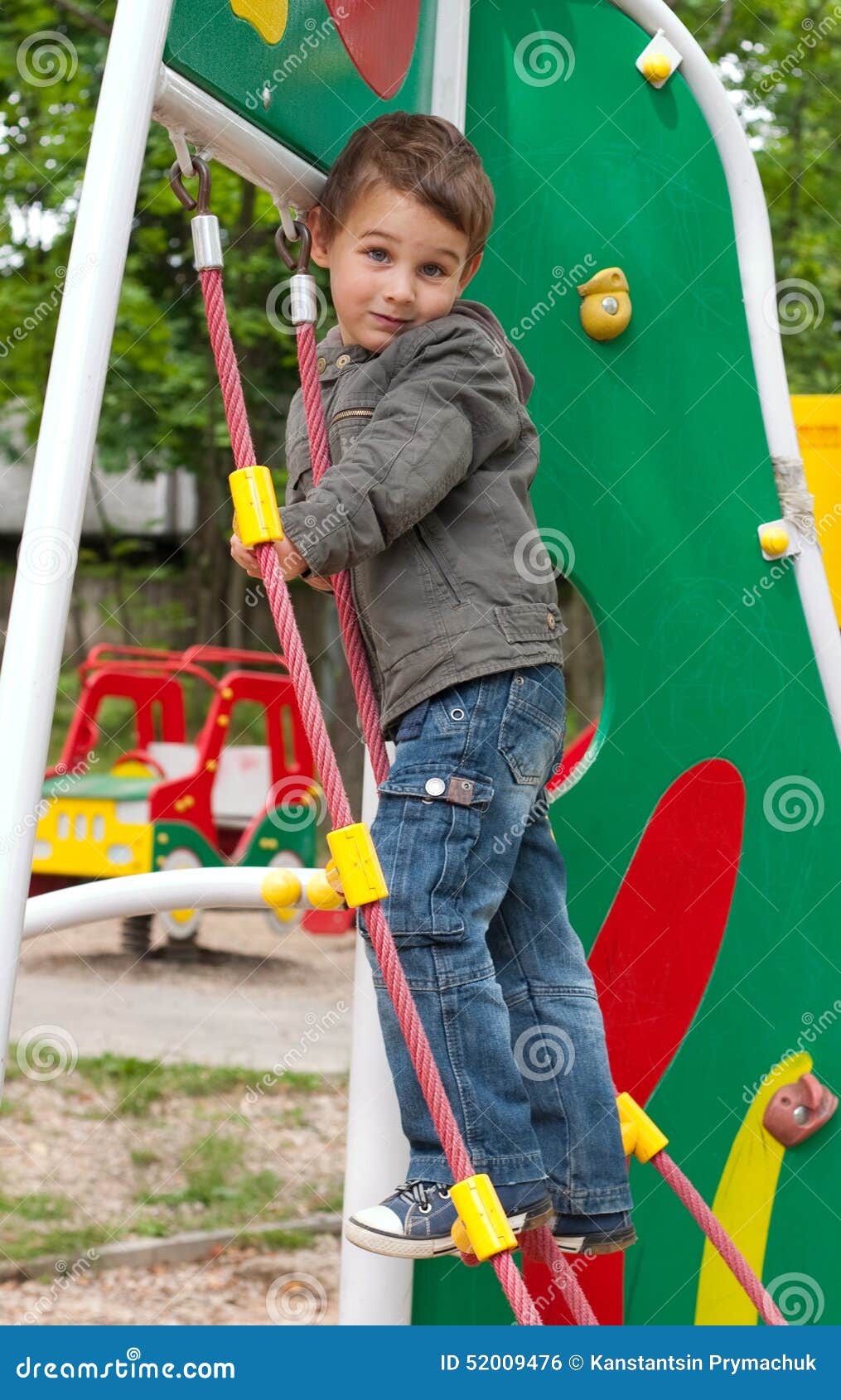 Little Boy Playing at Playground Stock Photo - Image of little, smiling ...