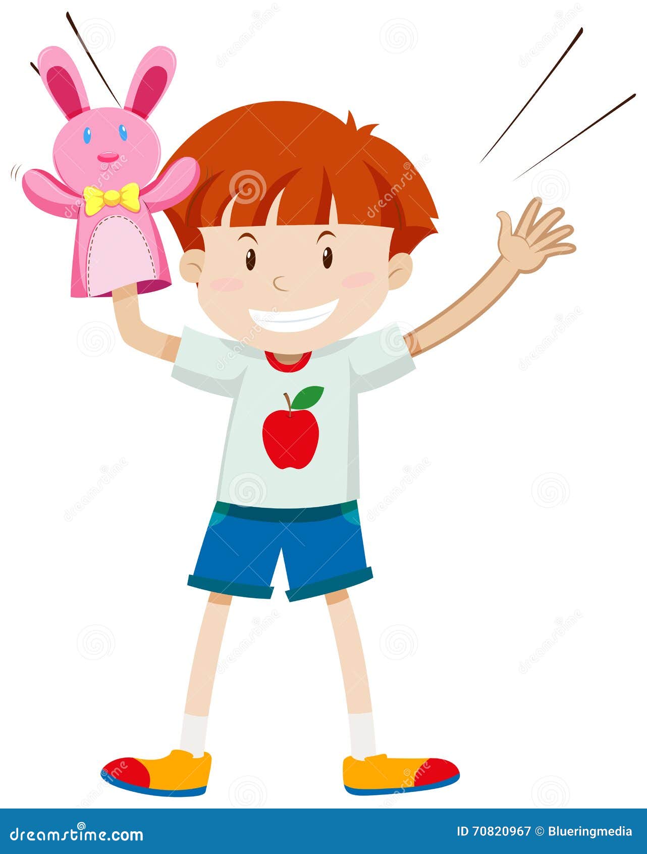 Little Boy Playing Rabbit Puppet Stock Vector - Illustration of path ...