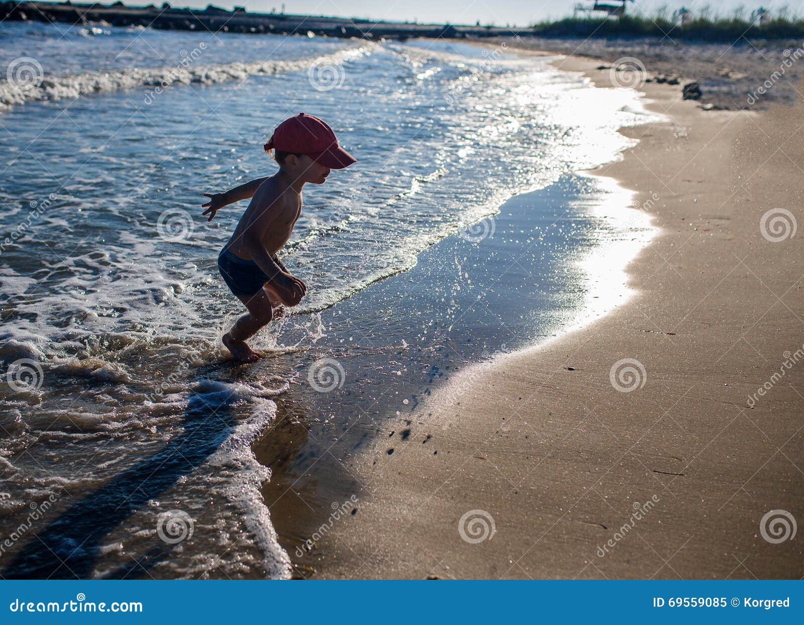 Little Boy Playing on the Seashore Stock Image - Image of portrait ...