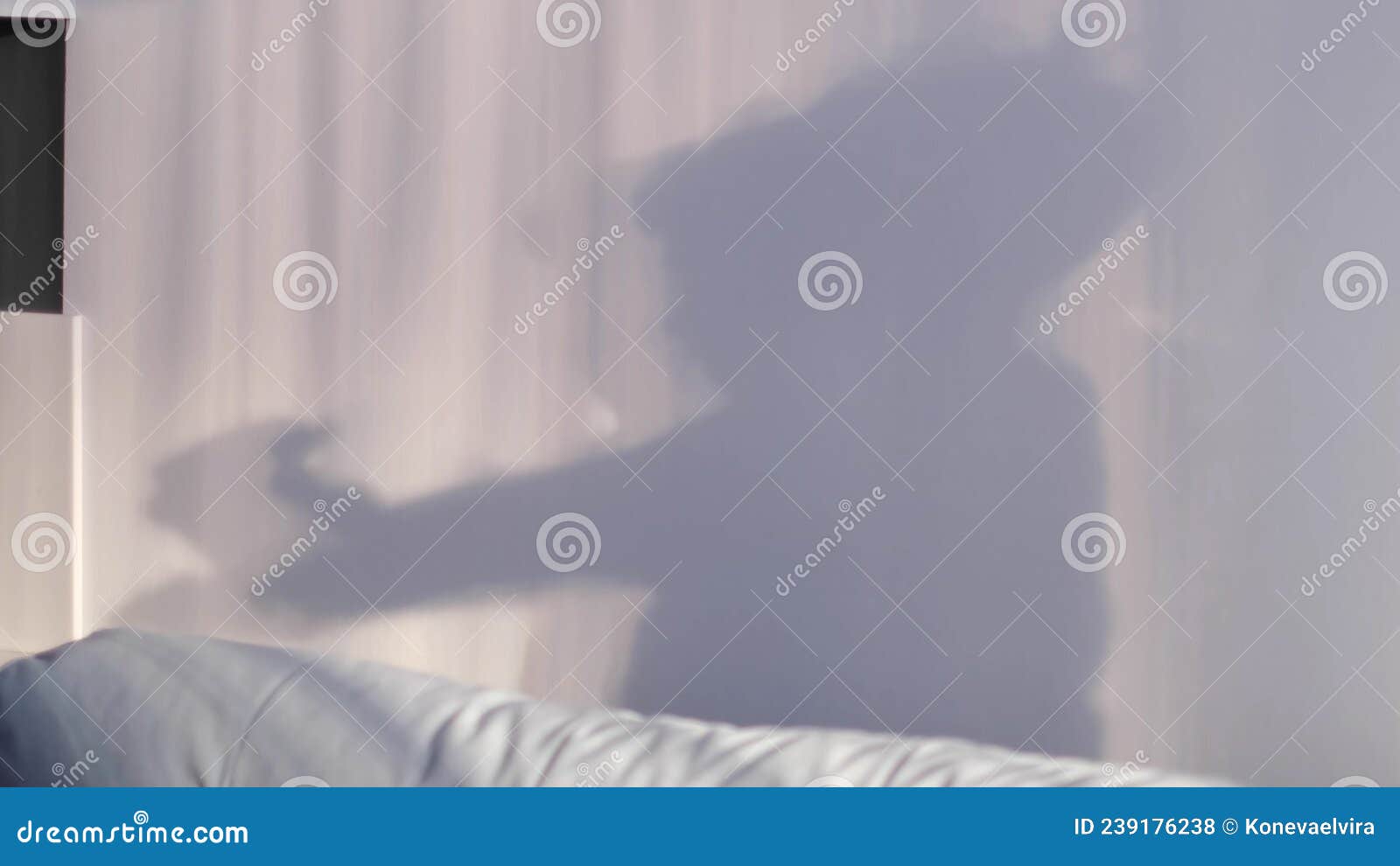 Little Boy Playing with Shadows on the Wall. Shadow of a Dancing Boy ...