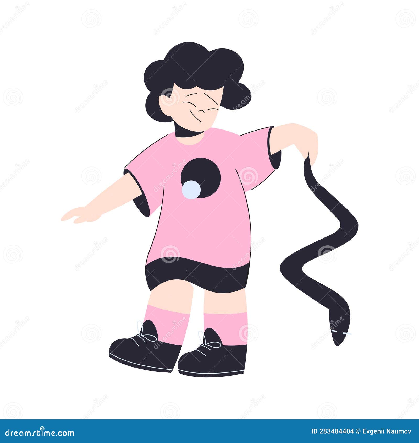 Little Boy Playing with Snake Holding it by Tail Vector Illustration ...