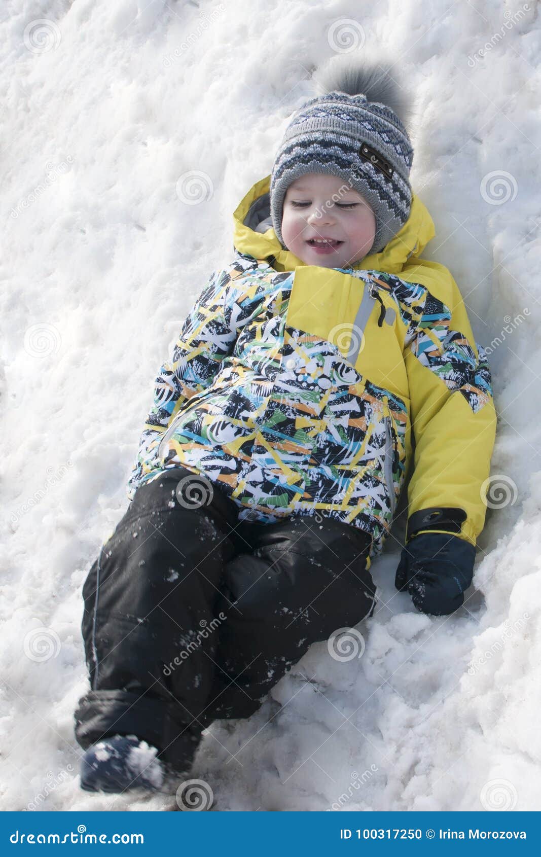 Little Boy Playing in the Snow, Portrait Stock Photo - Image of baby ...