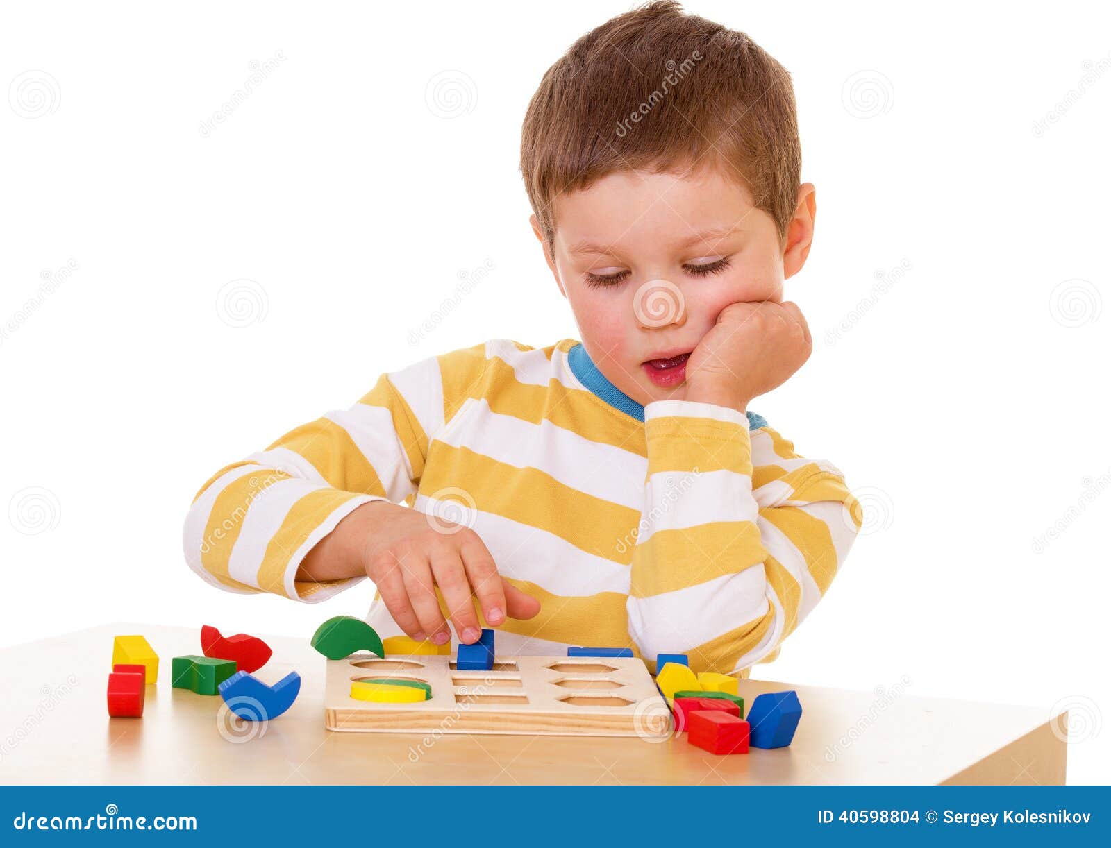 Little Boy Playing at the Table Stock Photo - Image of preschooler ...