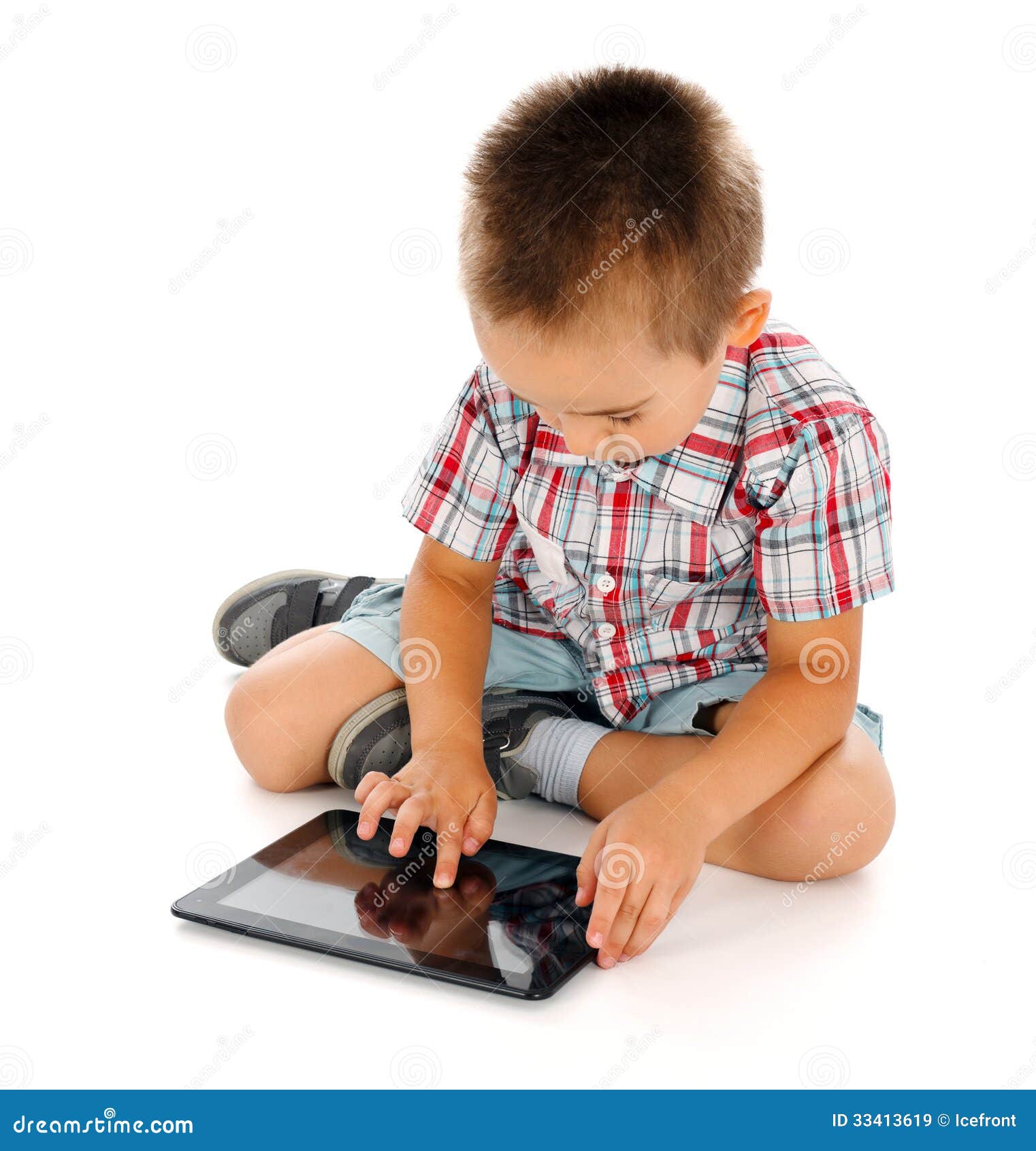 Little Boy Playing on Tablet Pc Stock Image - Image of little ...
