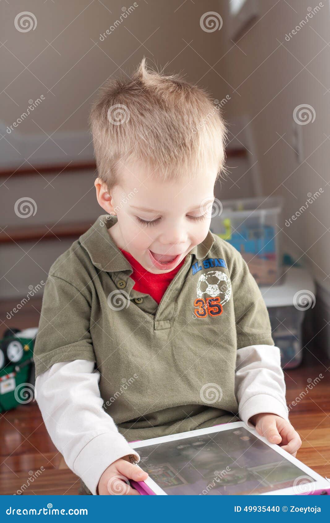 Little Boy Playing with Tablet Stock Photo - Image of hand, baby: 49935440