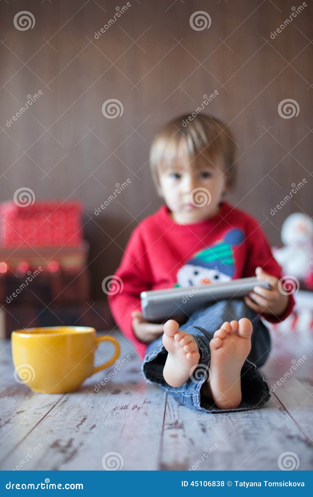 Little Boy, Playing on Tablet Stock Photo - Image of enjoyment, people ...