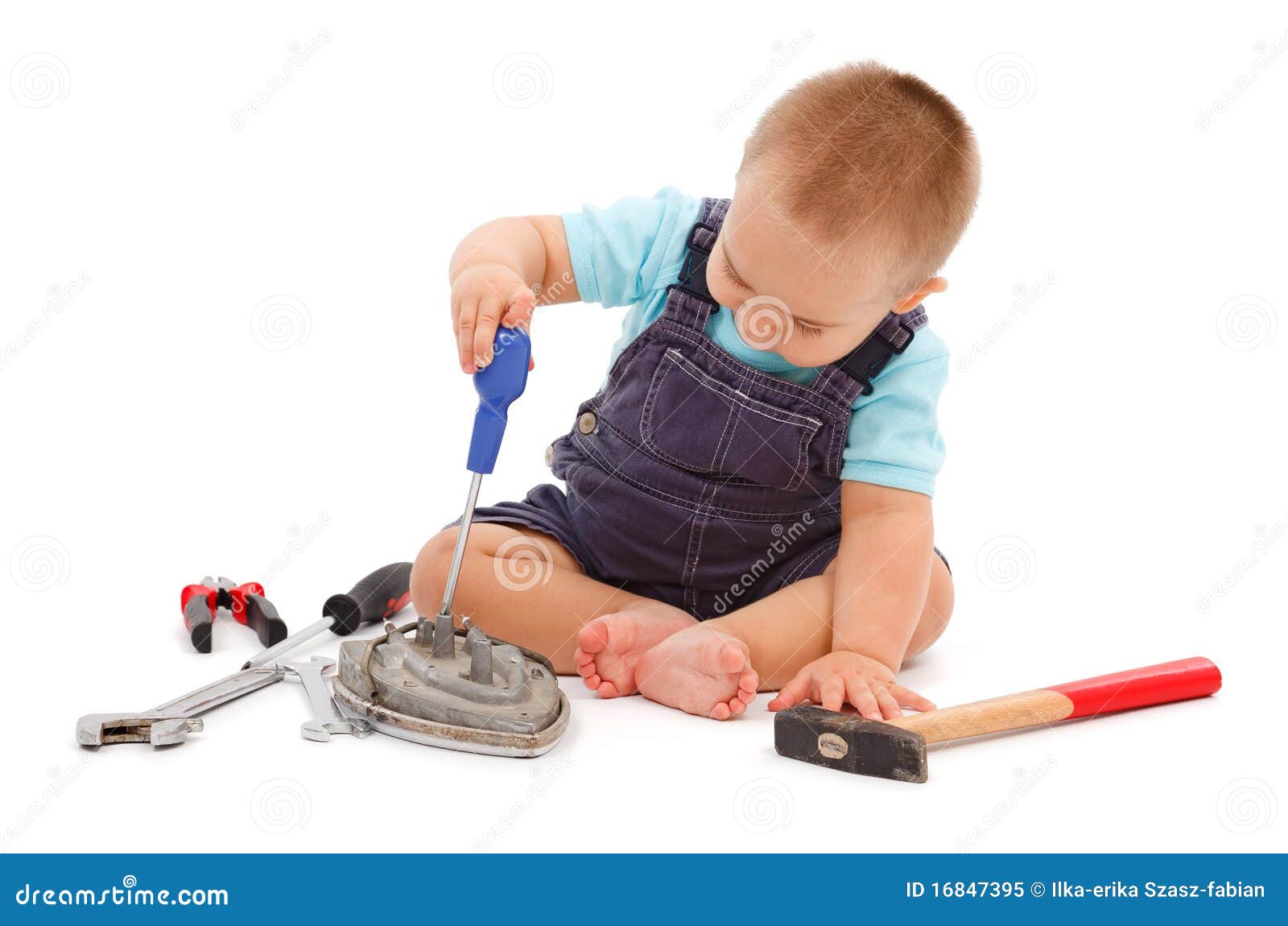 Little Boy Playing with Tools Stock Image - Image of handyman, play ...