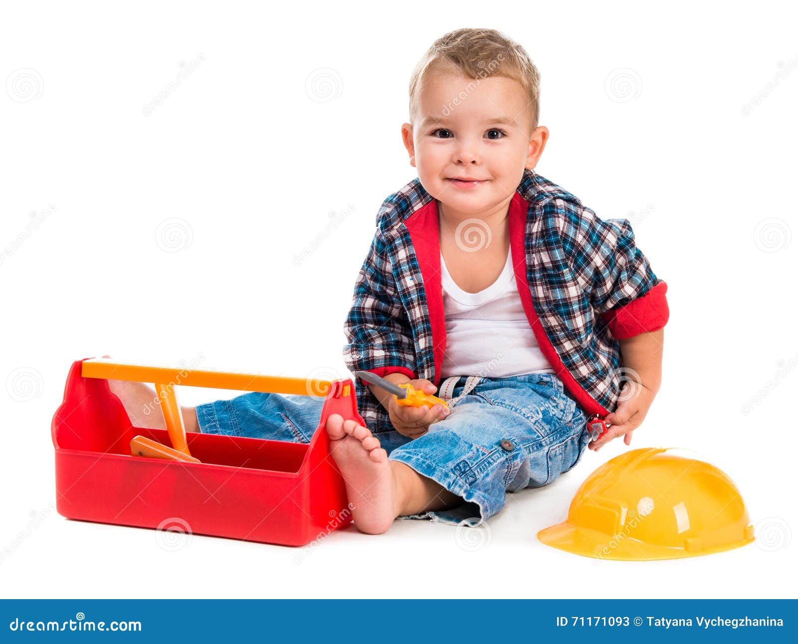 Little Boy Playing Toy Tools Stock Image - Image of small, little: 71171093