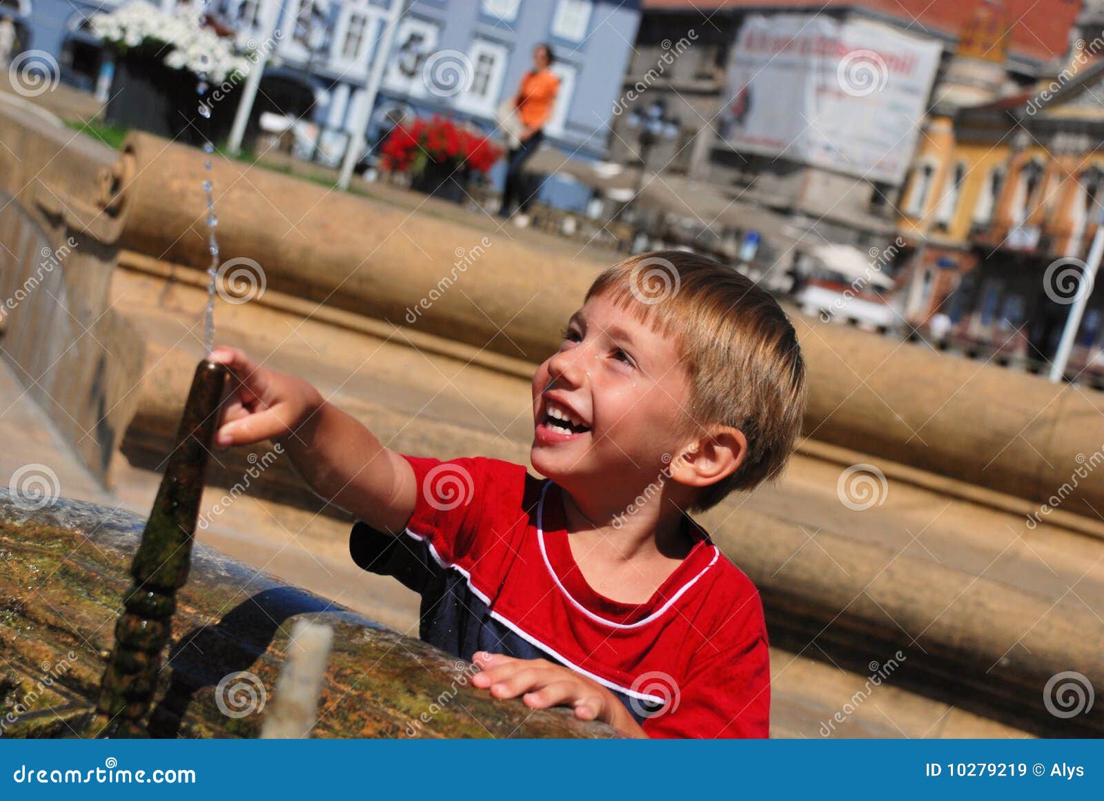 Little Boy Playing with Water Stock Image - Image of drain, drink: 10279219