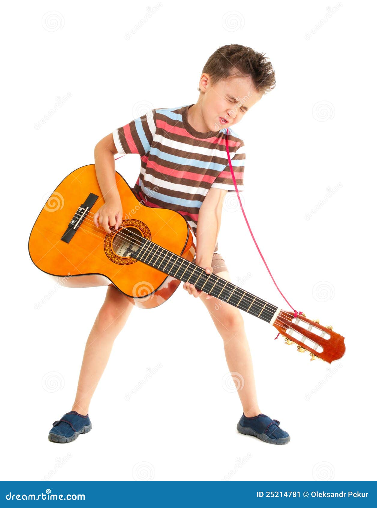 Little Boy Plays Guitar Country Stock Image - Image of country, style ...