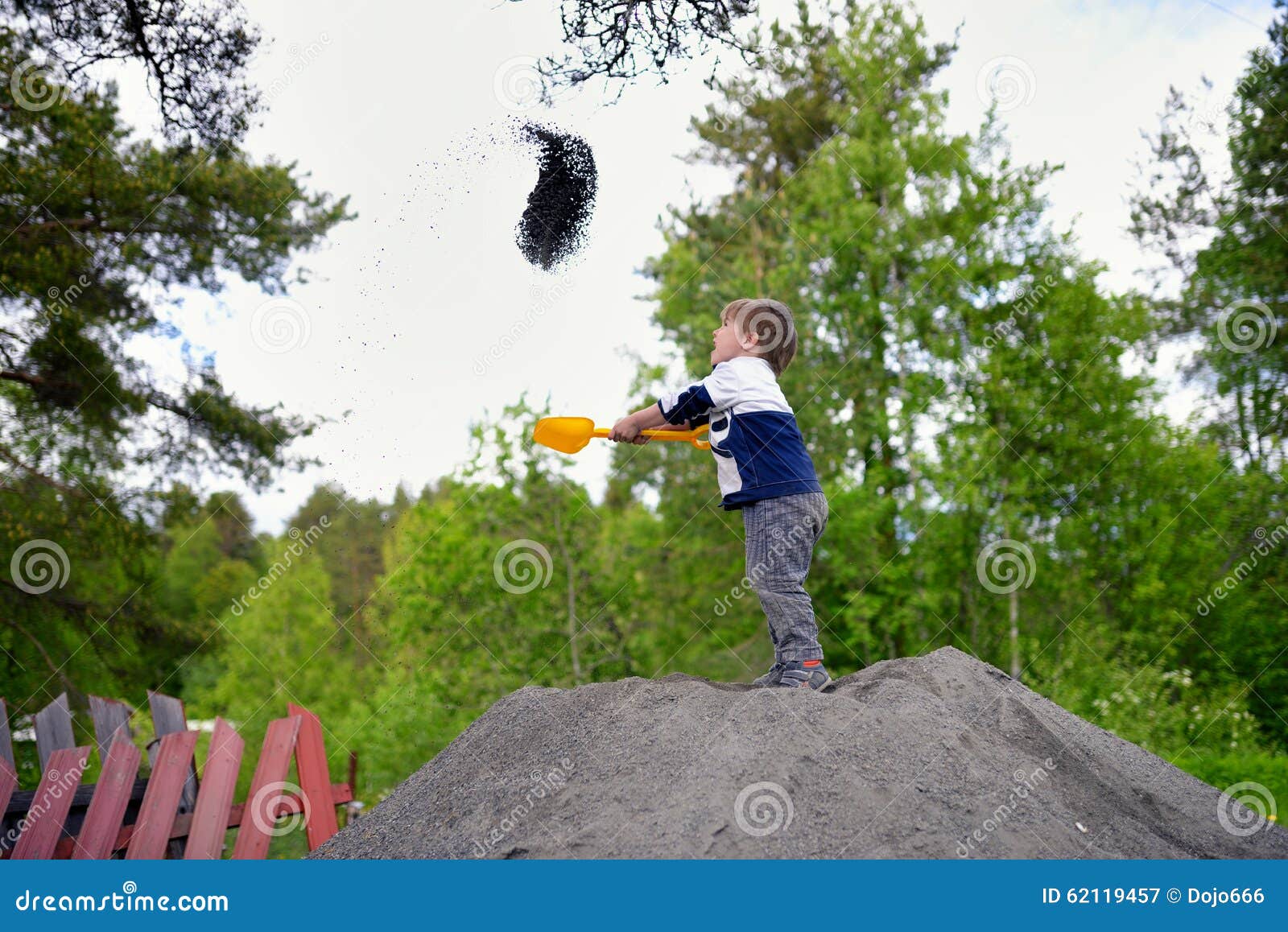 Little Boy Plays on Heap of Crushed Stone Stock Image - Image of heap ...