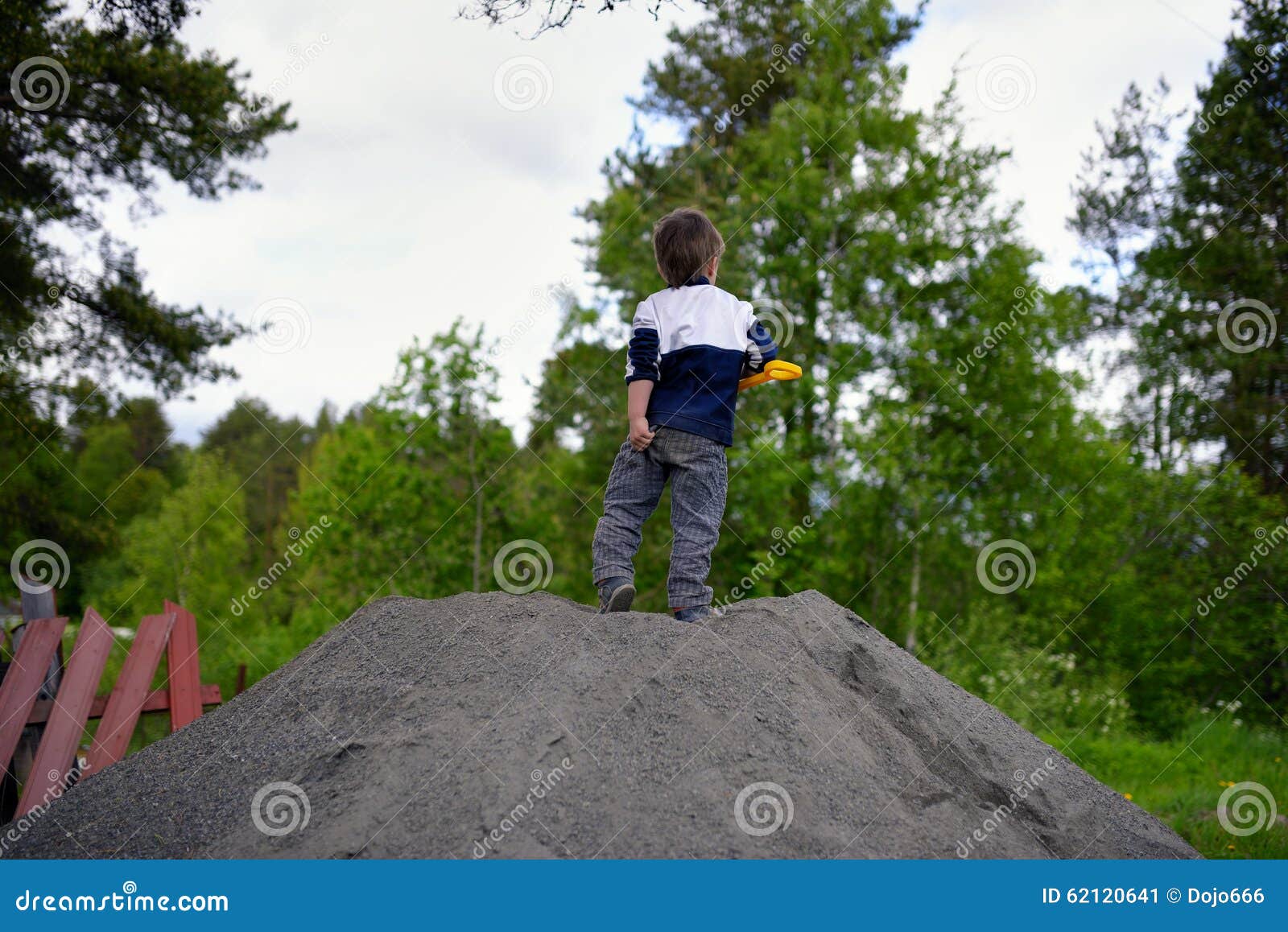 Little Boy Plays on Heap of Crushed Stone Stock Image - Image of nature ...