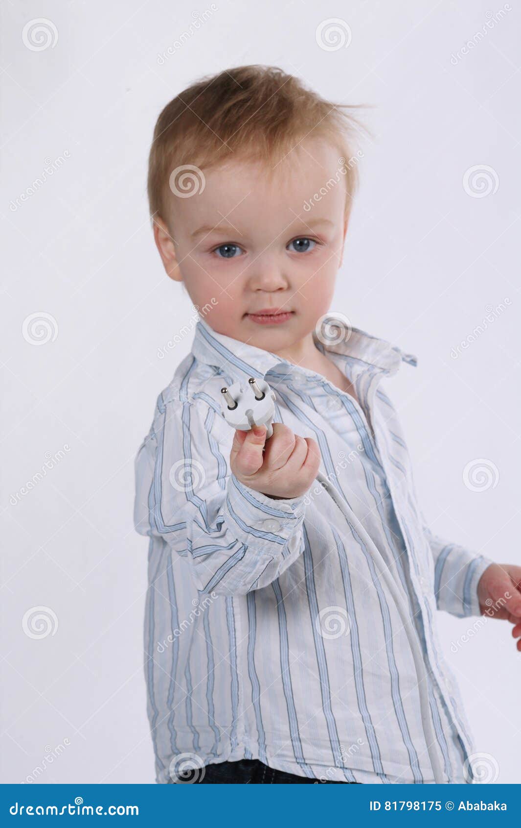 Little boy plays with plug stock image. Image of jeopardy - 81798175