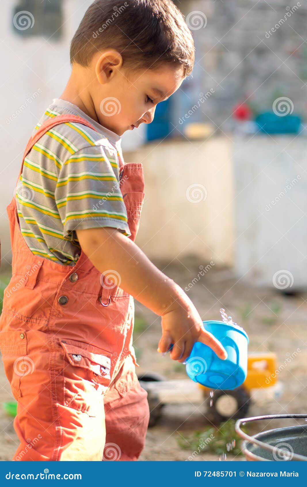 Little Boy Plays with Water Stock Image - Image of people, heat: 72485701