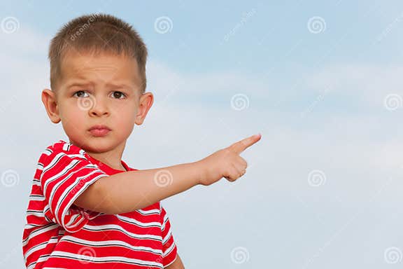 Little Boy Pointing Direction Stock Image - Image of single, reflection ...