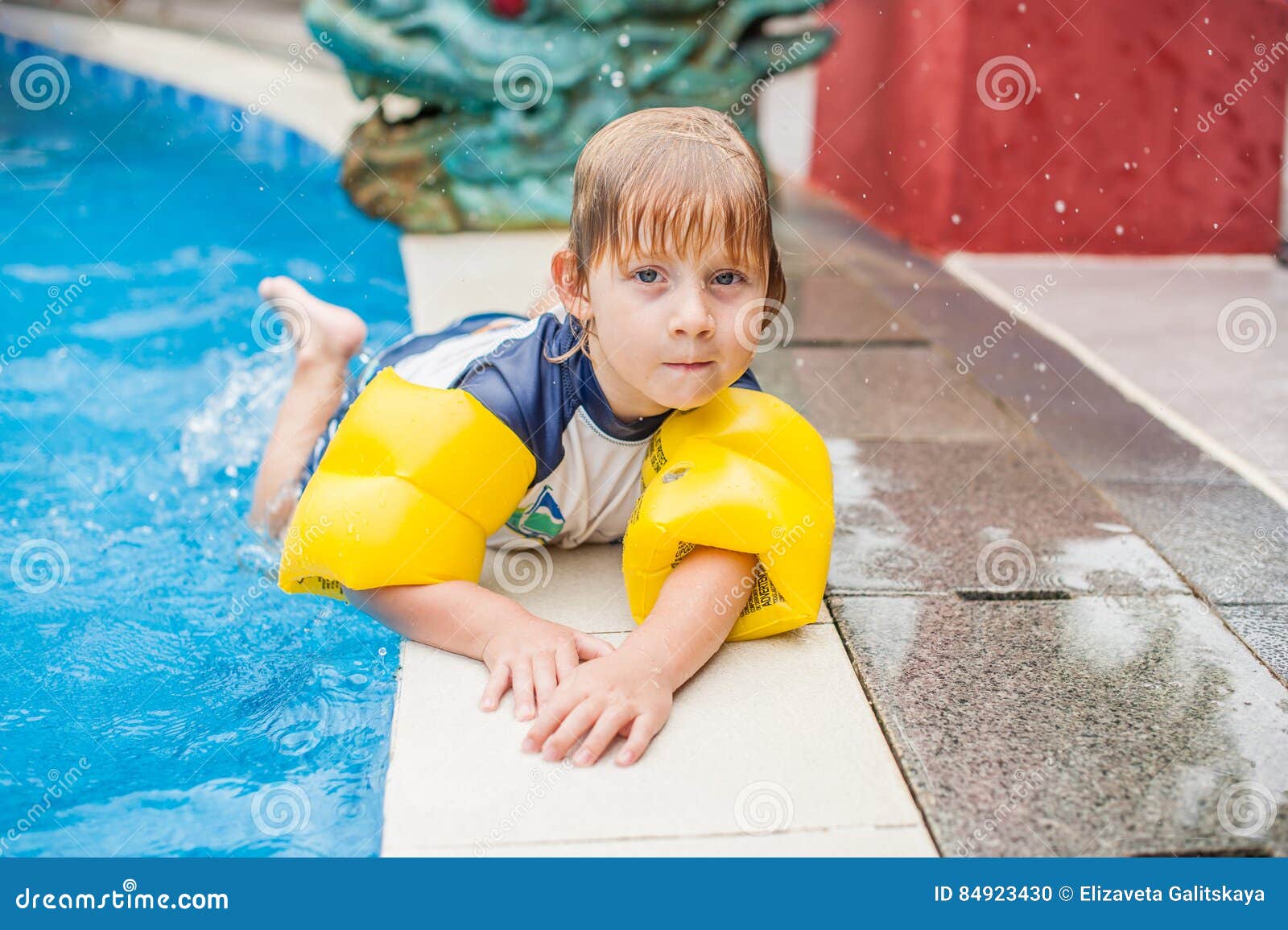 LITTLE BOY in the POOL and SMILING Stock Photo - Image of healthy, play ...