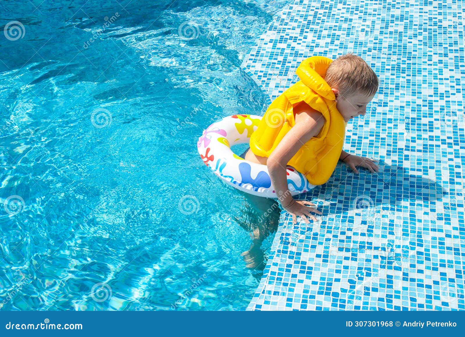 Little Boy in the Pool during Vacation Stock Photo - Image of swim ...