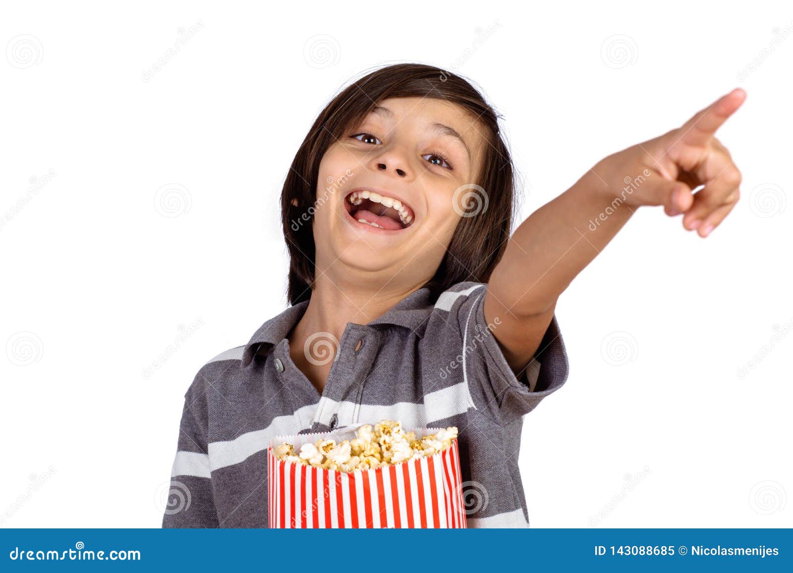 Little boy with popcorn stock image. Image of adorable - 143088685