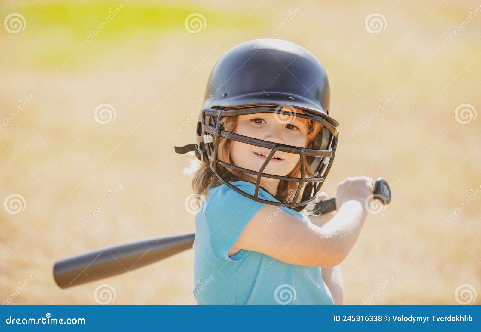 Little Boy Posing with a Baseball Bat. Portrait of Kid Playing Baseball ...