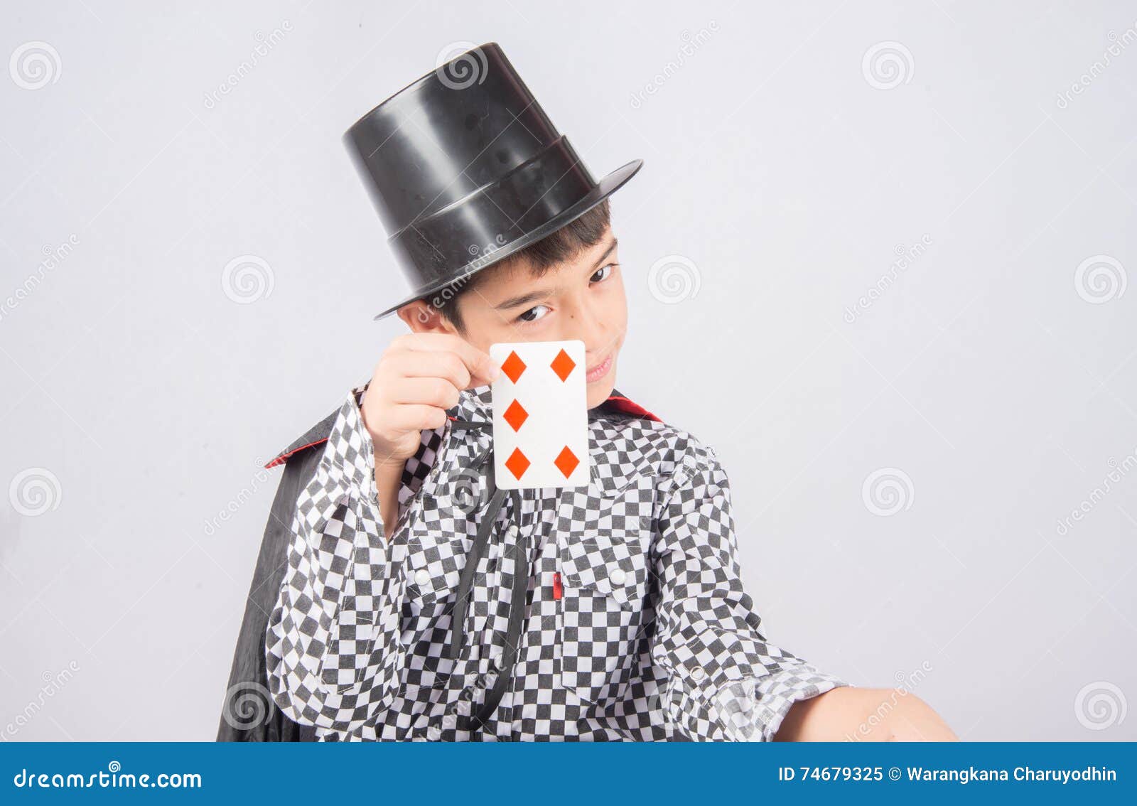 Little Boy Pretend As a Magician Performance with Fun Stock Image ...