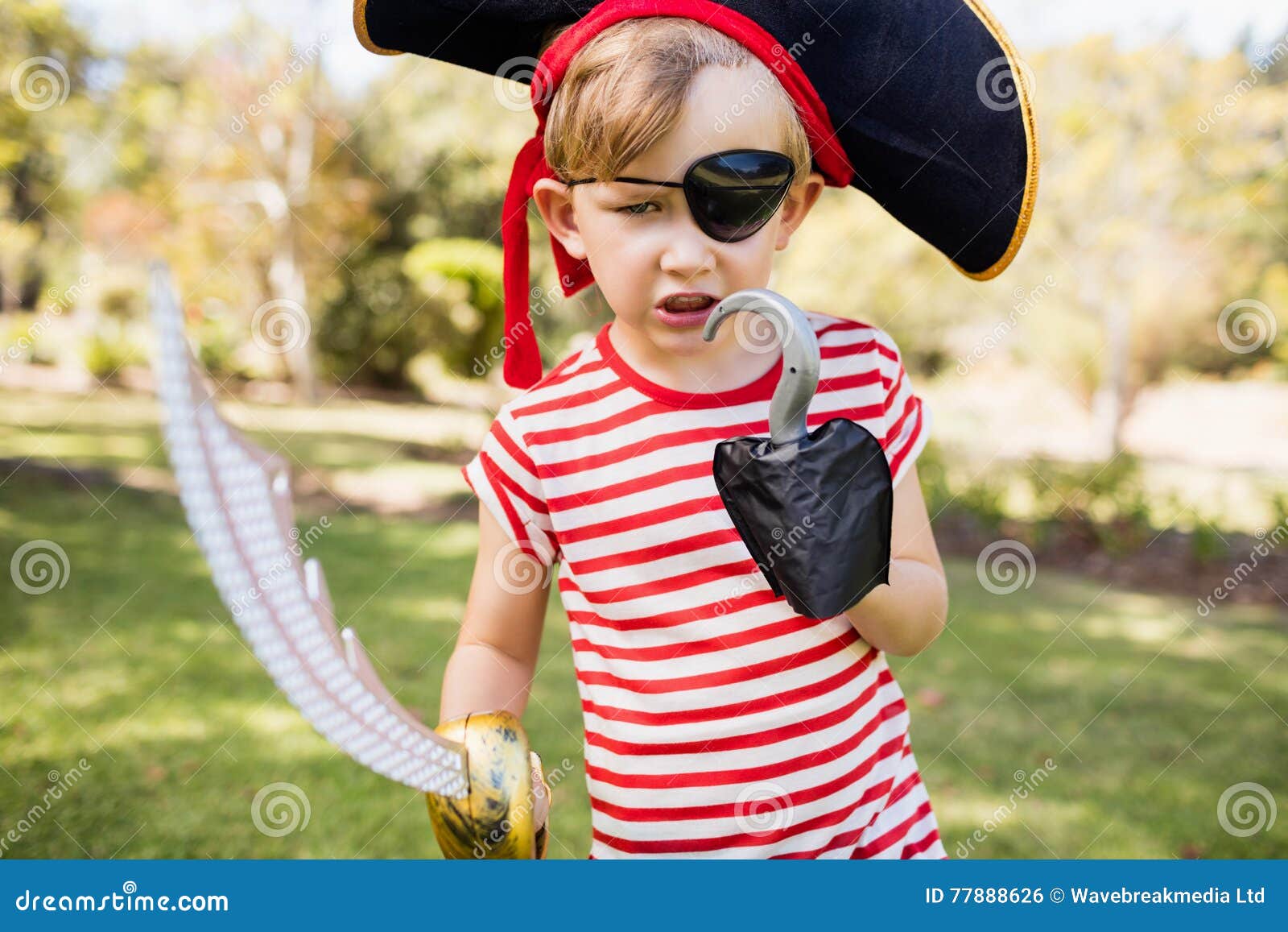 Little Boy Pretending To Be a Pirate Stock Photo - Image of parkland ...