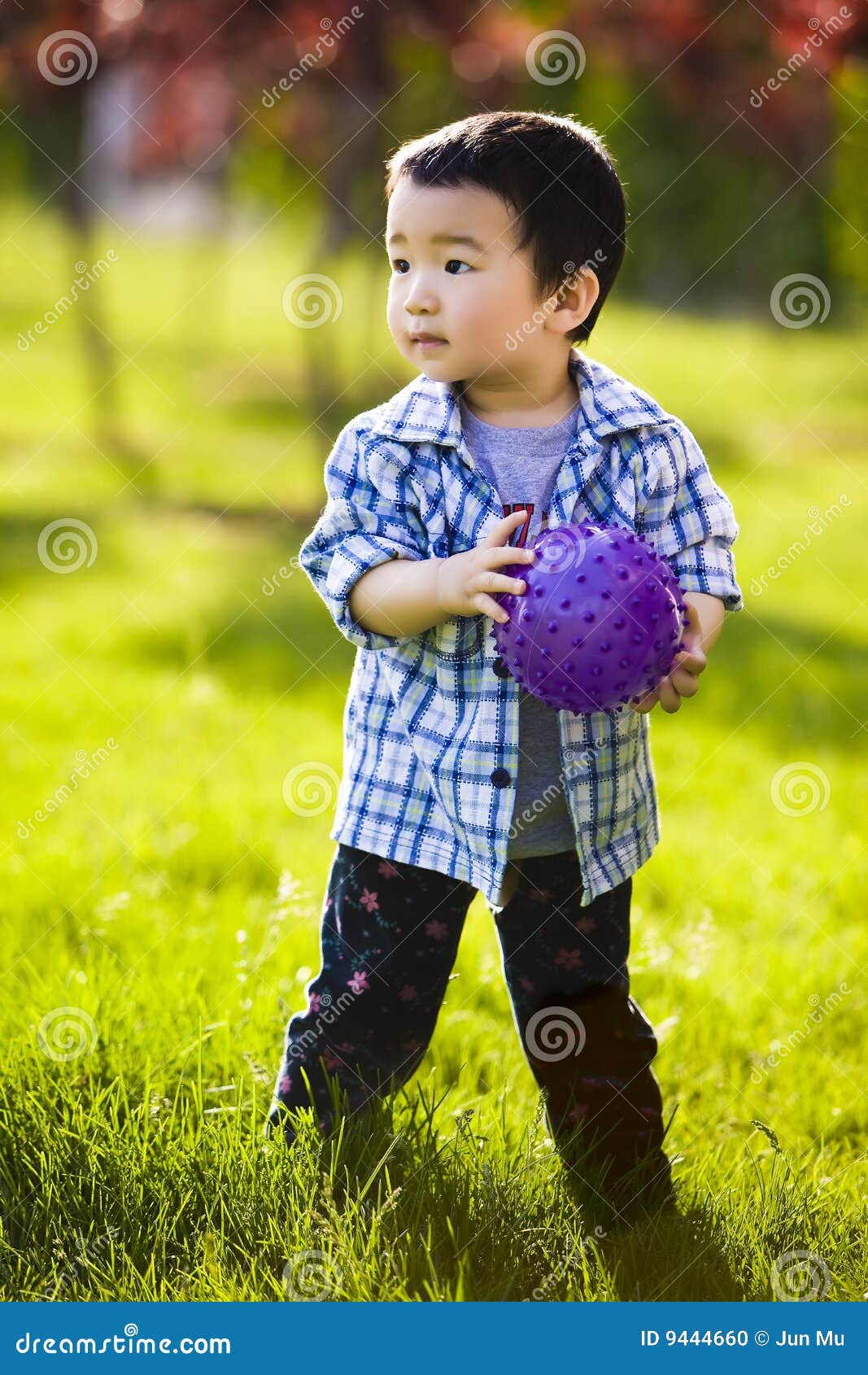 Little Boy with Purple Ball Stock Photo - Image of playing, people: 9444660