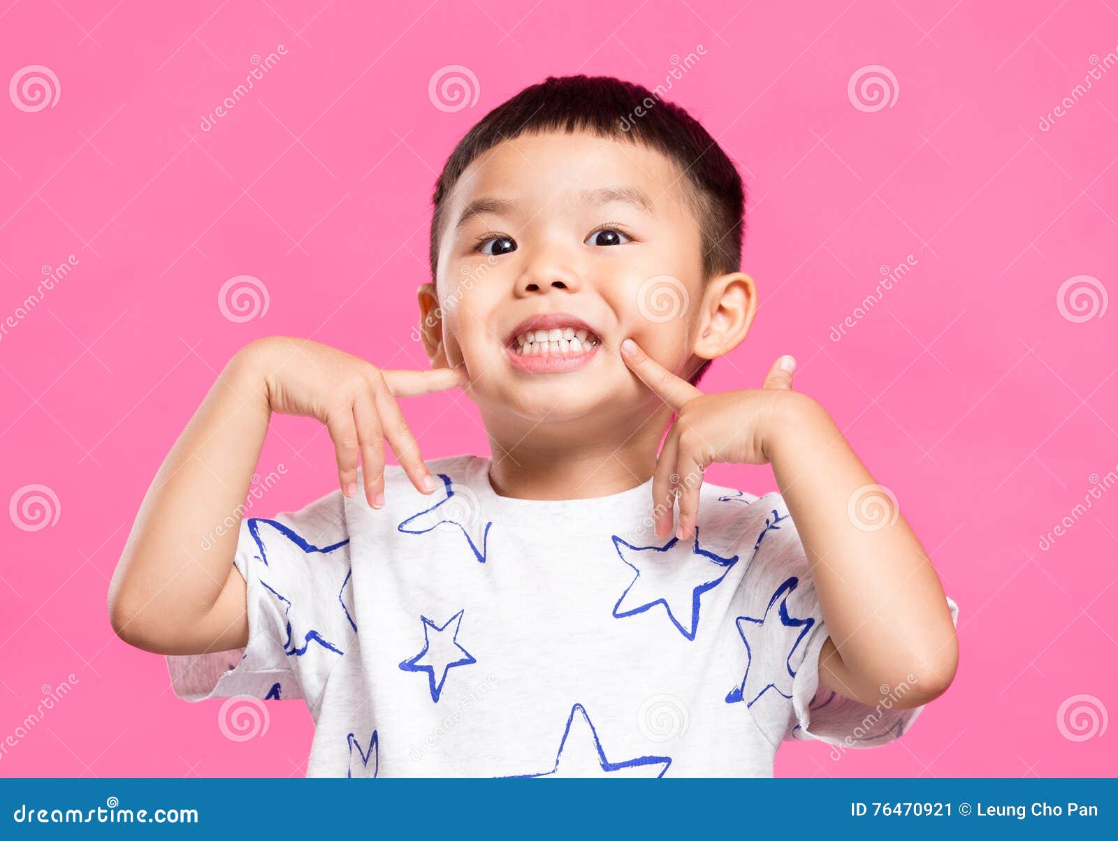 Little Boy Putting Finger on Cheek Stock Image - Image of chinese, male ...