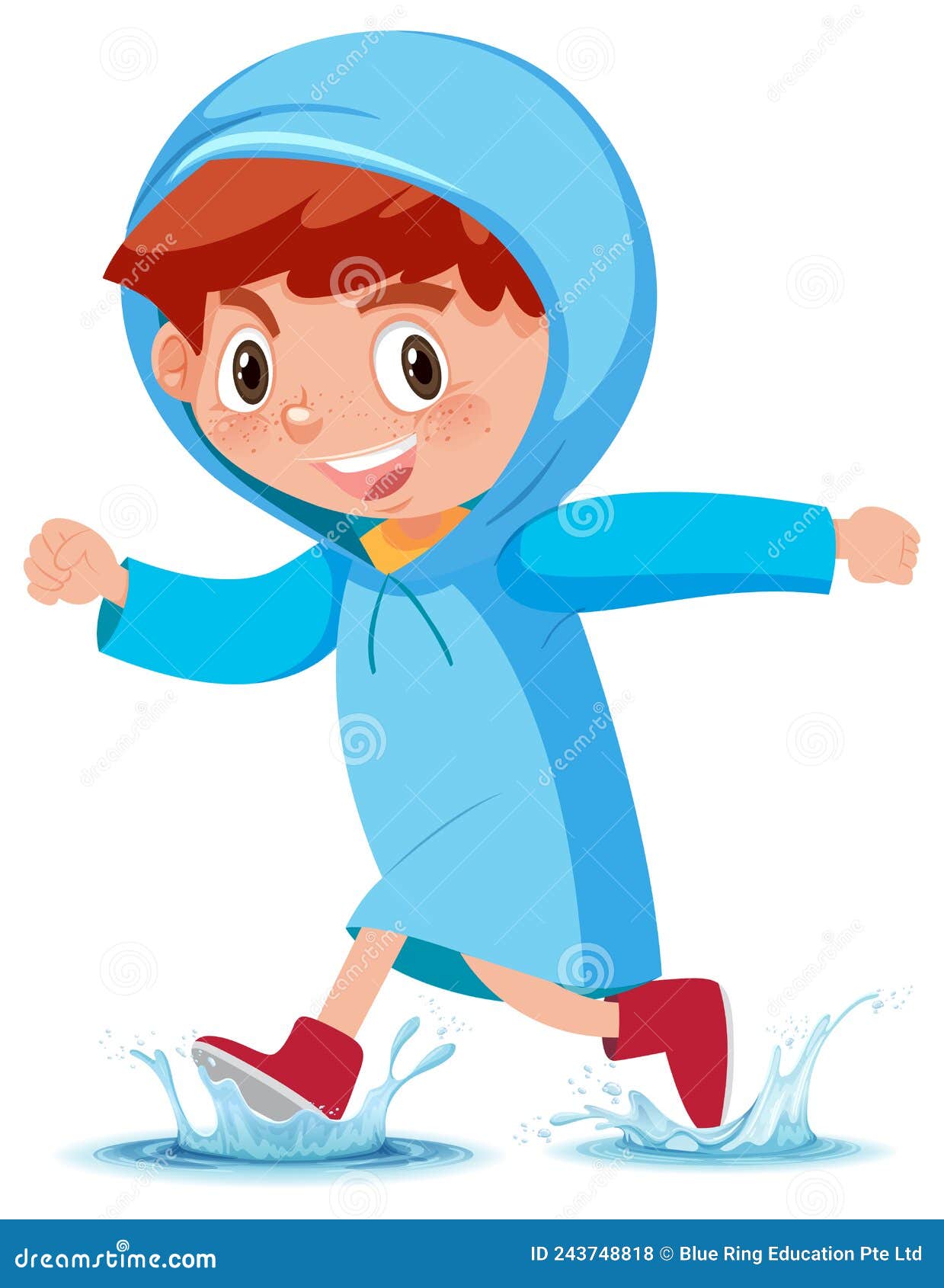 A little boy in a raincoat stock vector. Illustration of liquid - 243748818