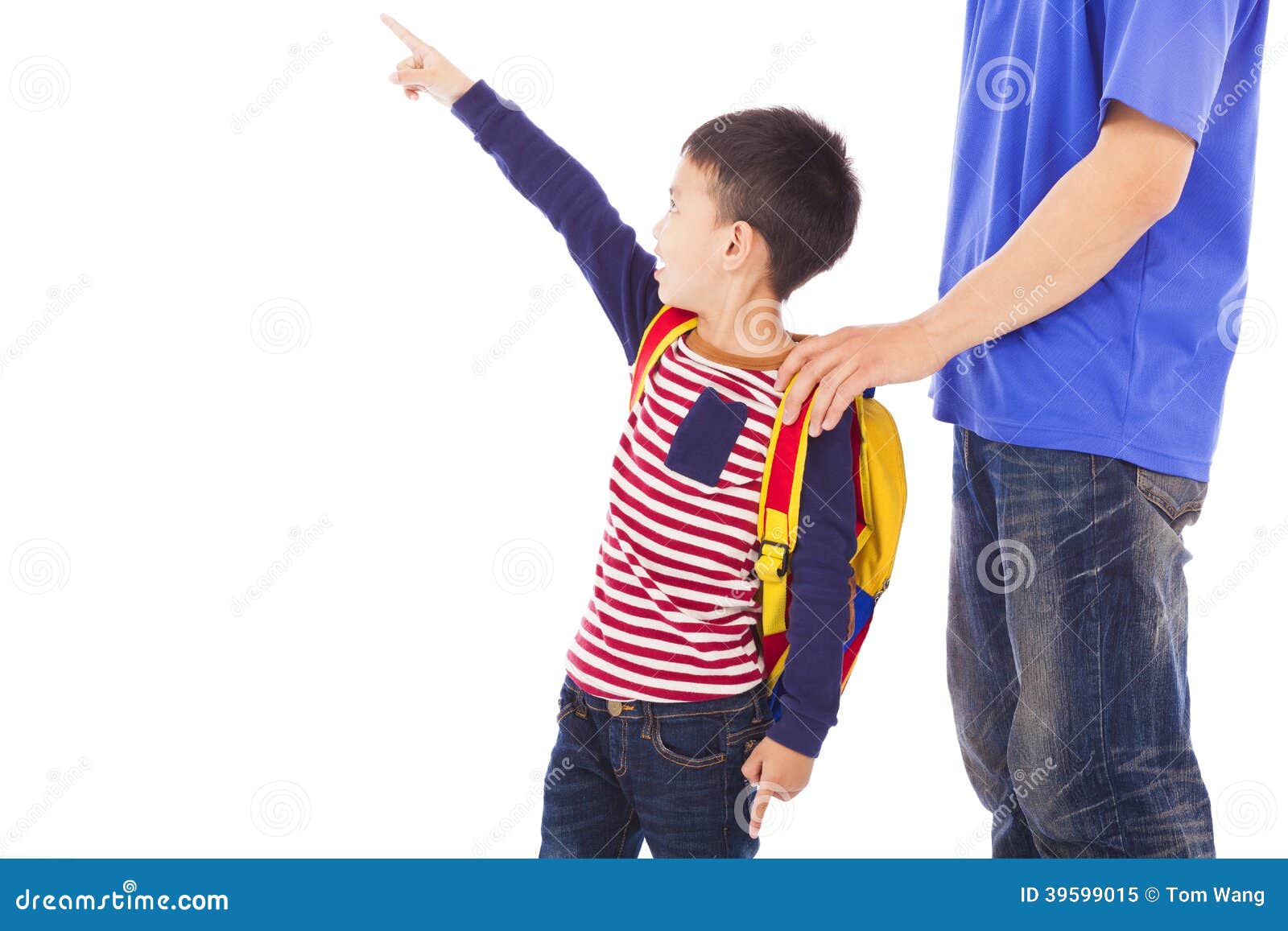 Little Boy Raise Hand To Point with Father Stock Image - Image of ...
